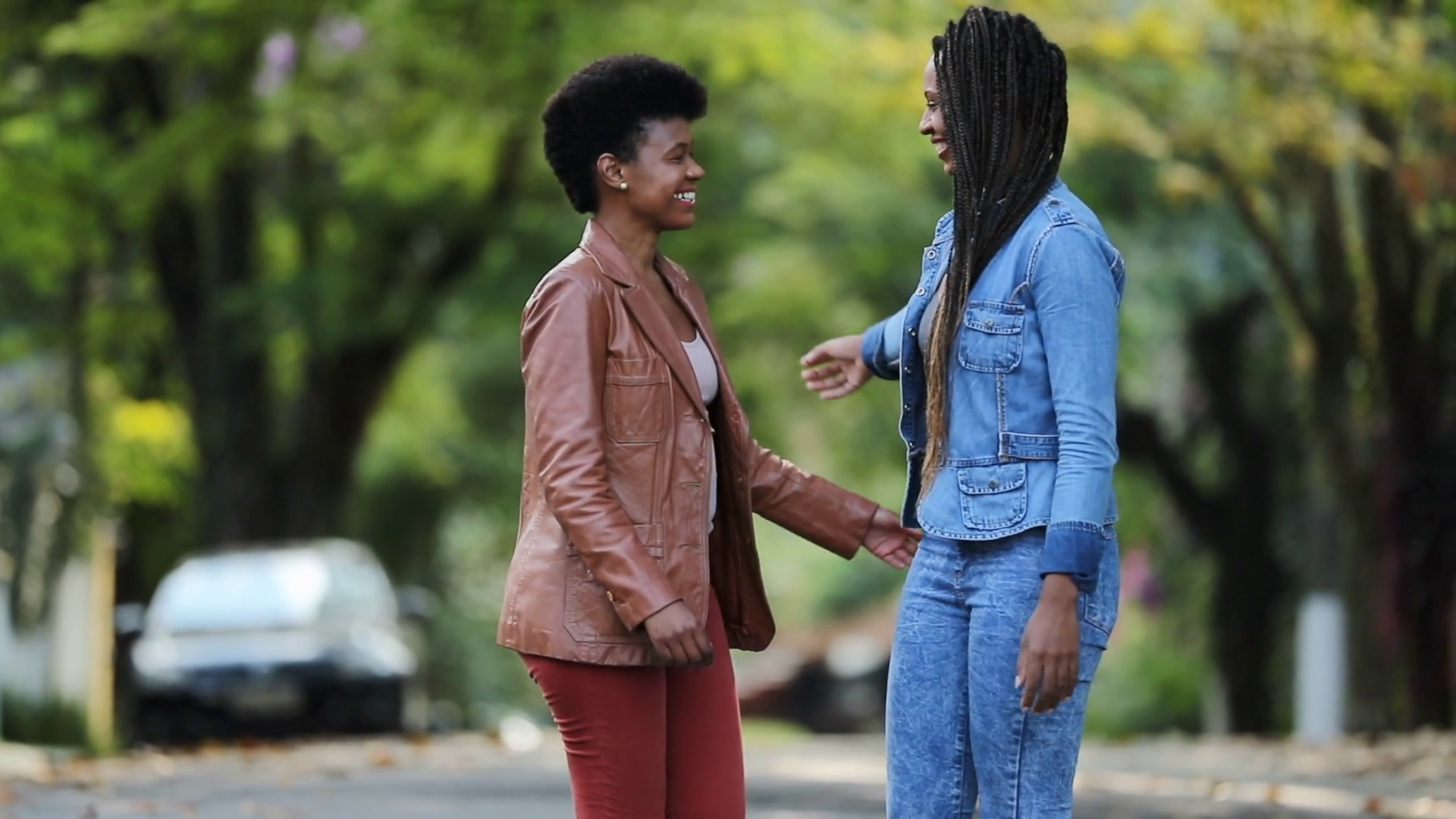 Two Black Friends Standing Outside Smiling Stock Footage SBV-348487499 ...