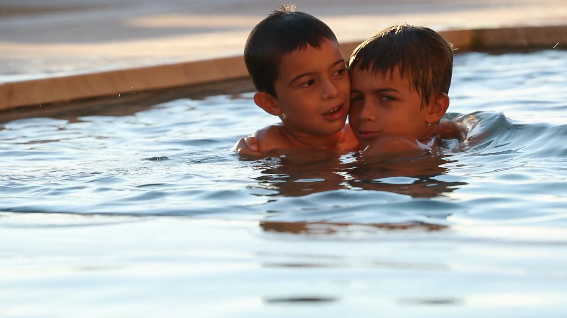 Two Brothers Together At Swimming Pool Stock Footage SBV-348780587 ...