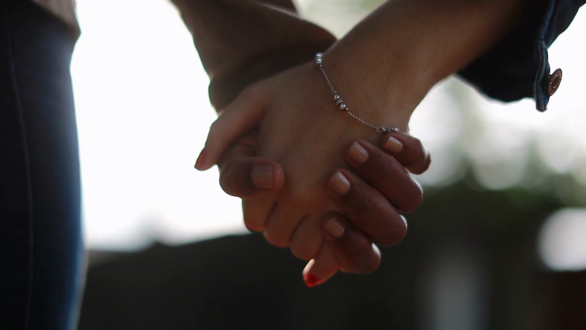Two Diverse People Holding Hands Close Up In Stock Footage SBV ...