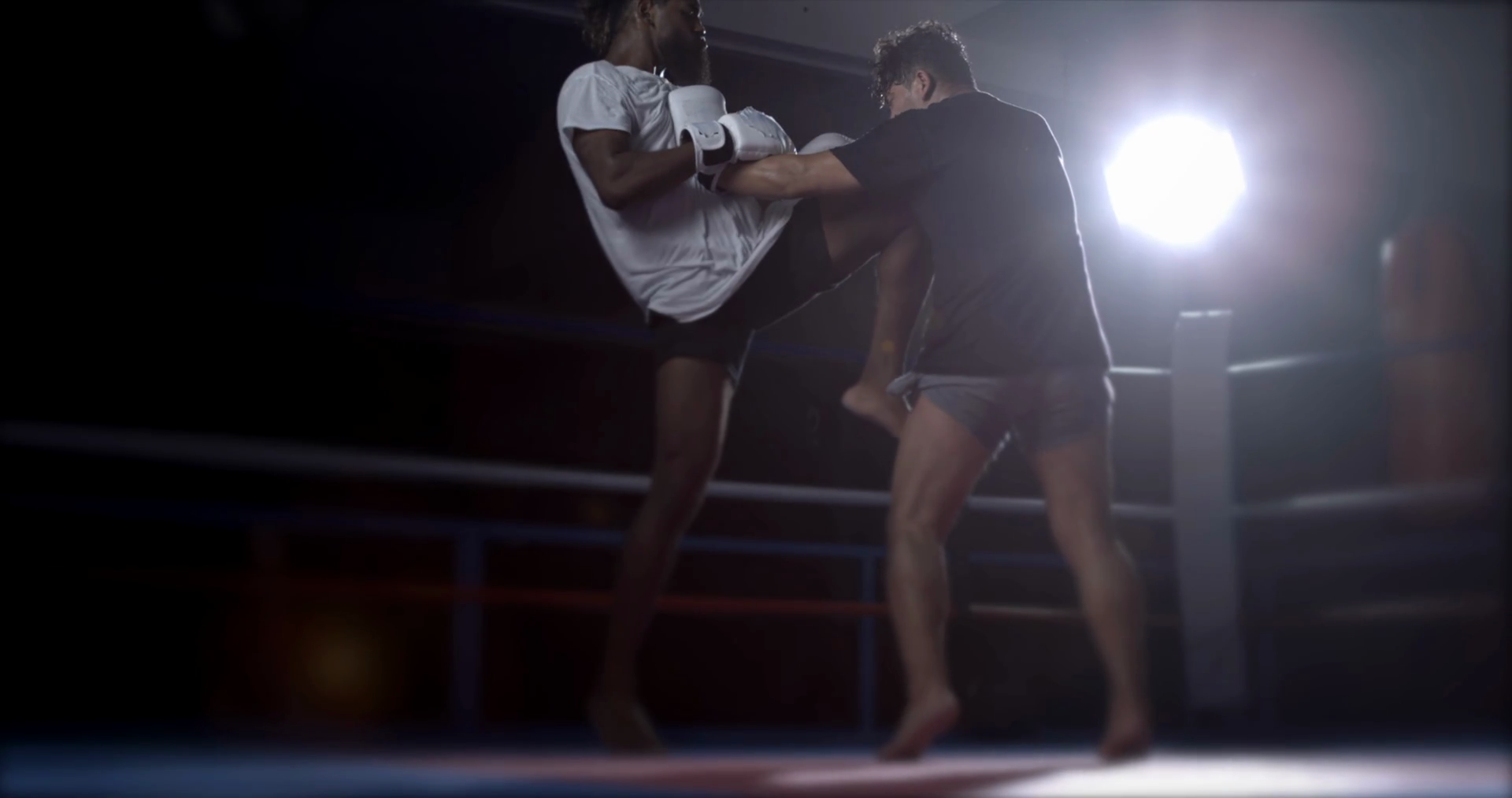 Two Fighters Battling Inside Ring Striking Stock Footage SBV-348605756 ...