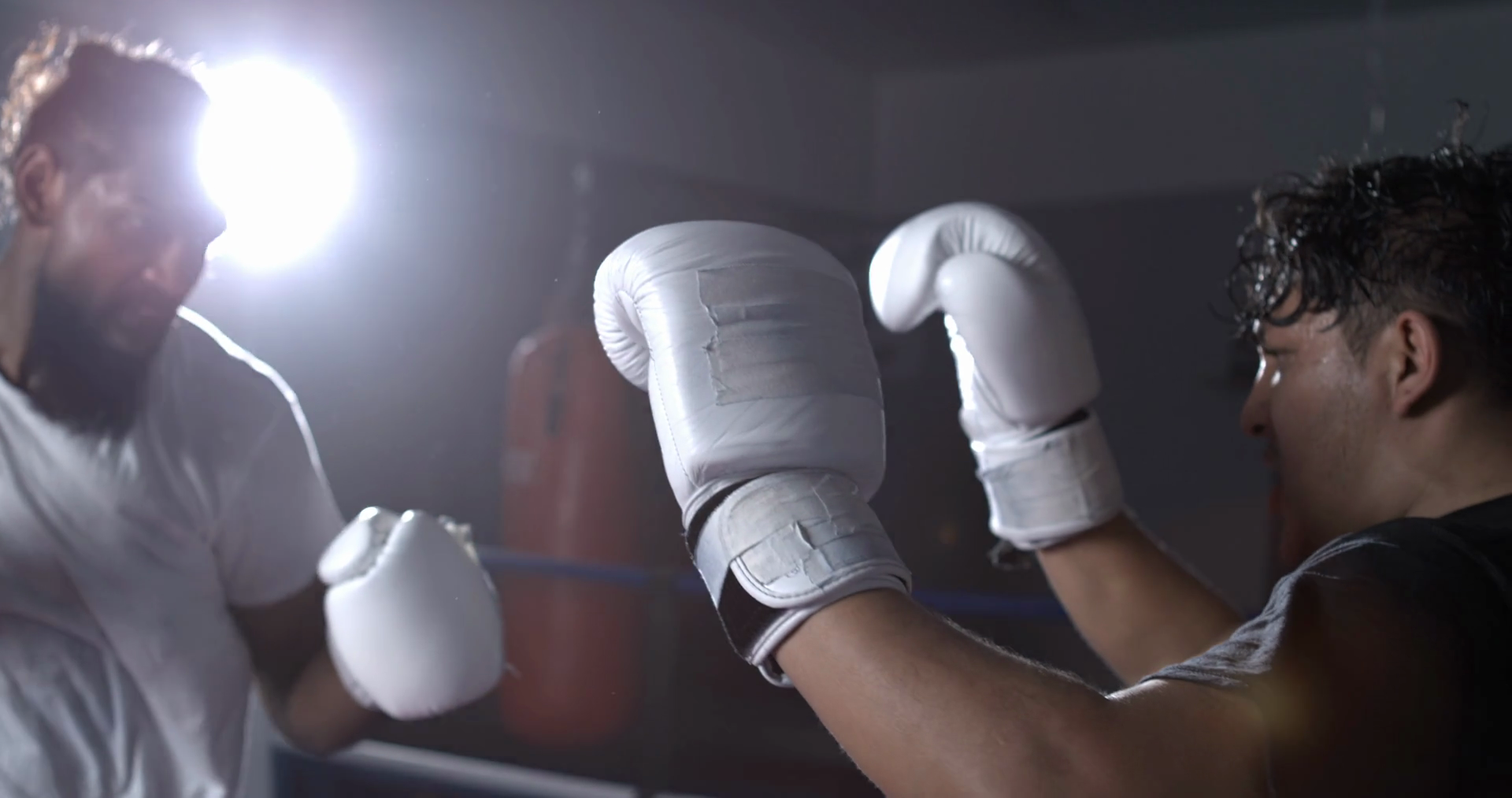 Two Fighters Facing Inside Ring With Stock Footage SBV-348606287 ...