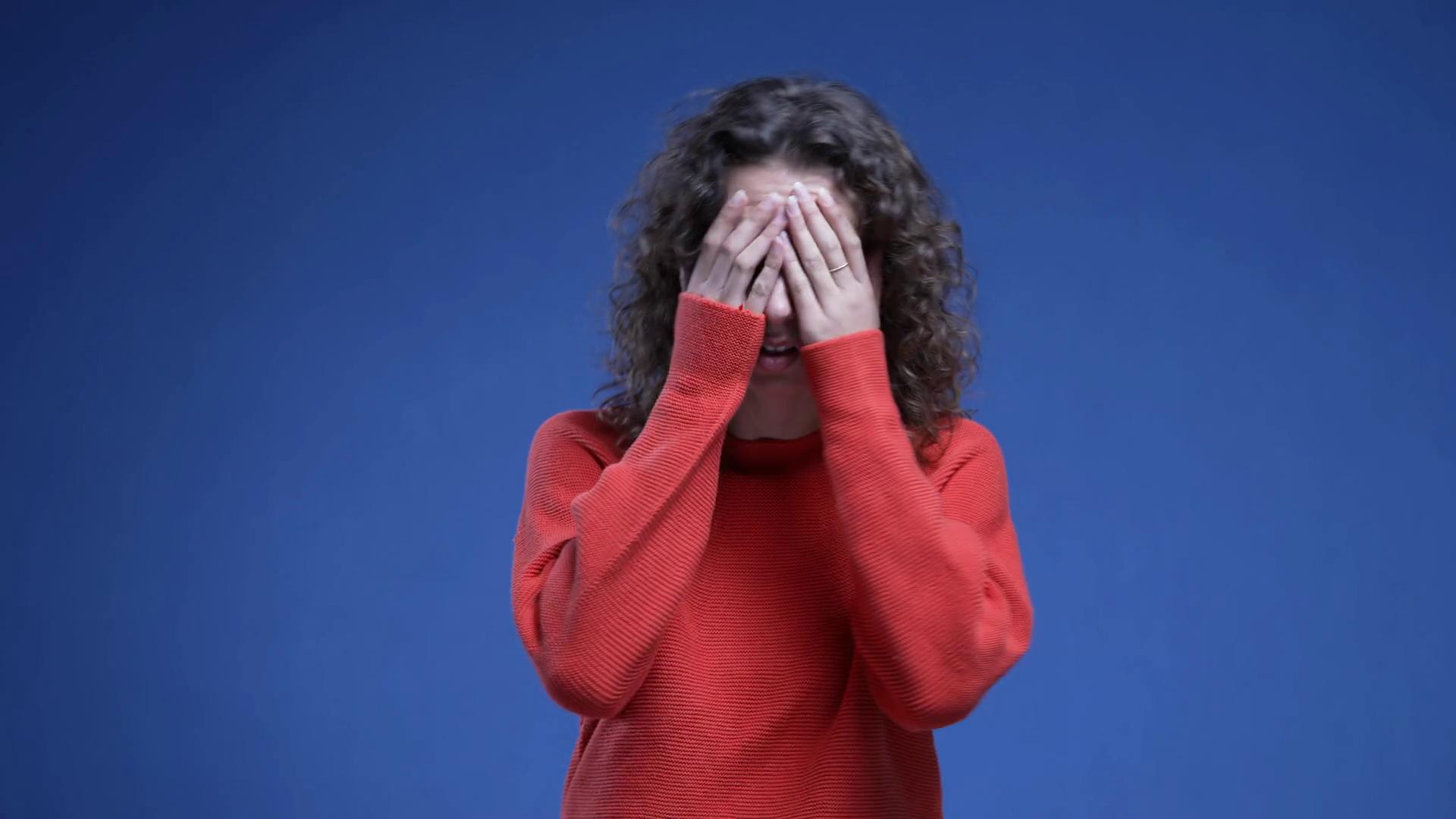 Woman Covering Face With Regret Anxious Stock Footage SBV-348656624 ...