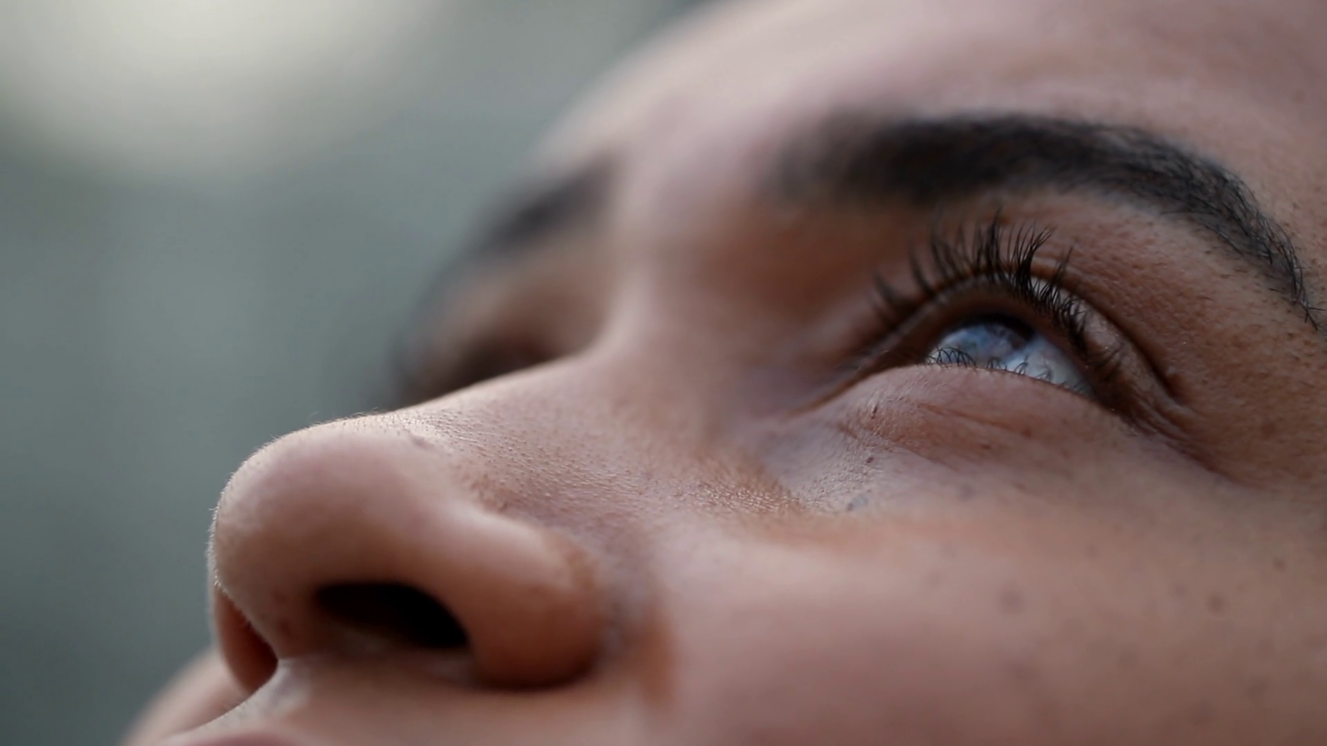 Woman Eyes Close Up Looking At Sky With Hope Stock Footage SBV ...