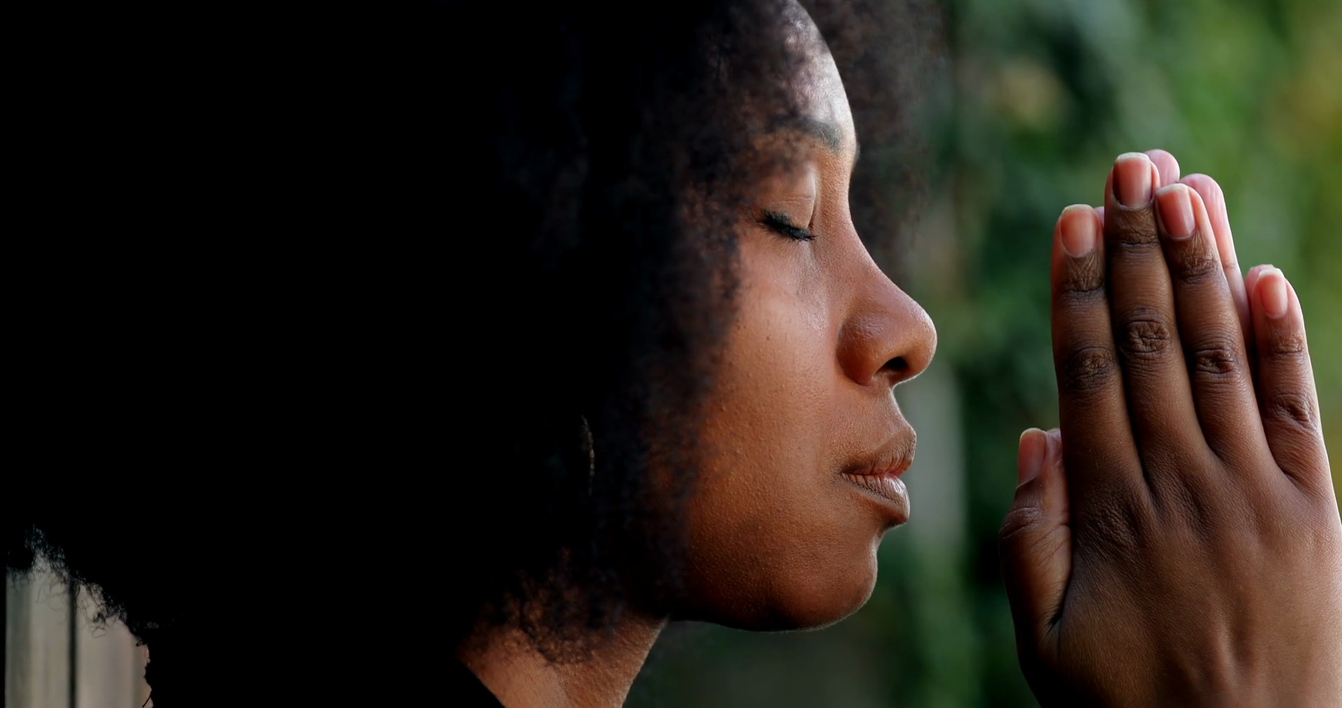 Woman Eyes Closed In Prayer Side View Of Stock Footage SBV-348495351 ...