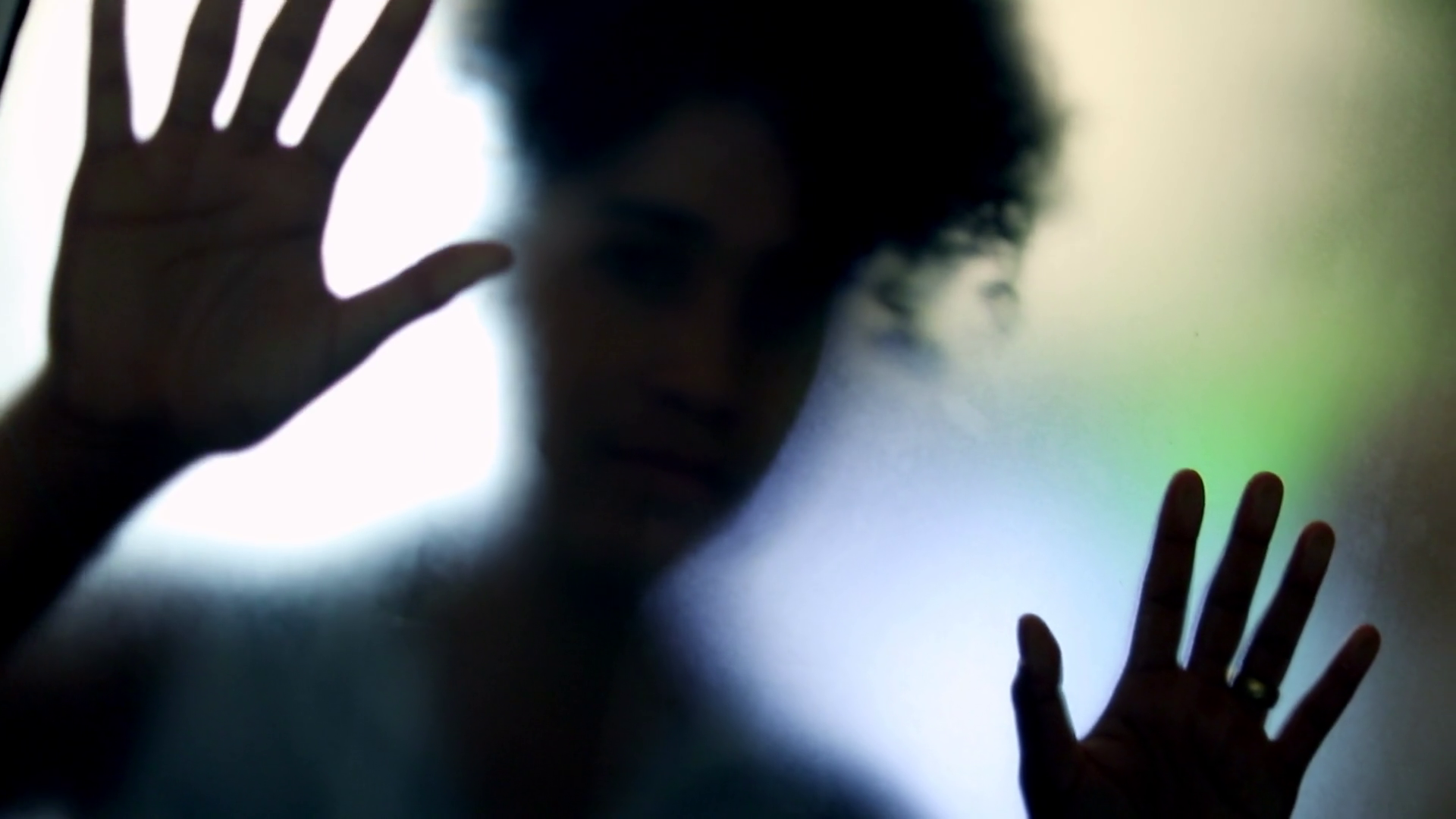 Woman Feeling Trapped Behind Glass Stock Footage SBV-348480641 ...