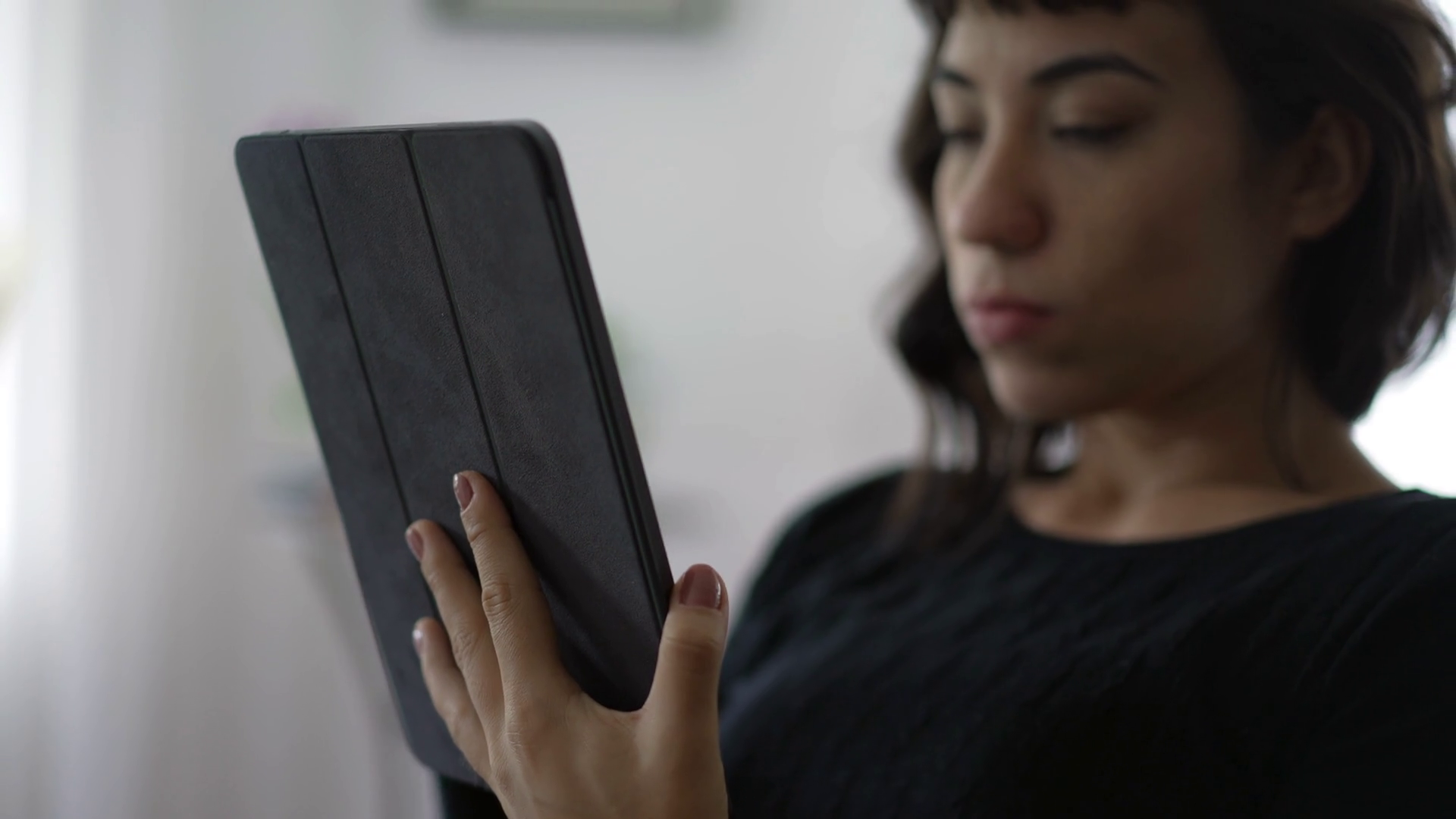 Woman Holding Tablet Undecided Person Stock Footage SBV-348862322 ...