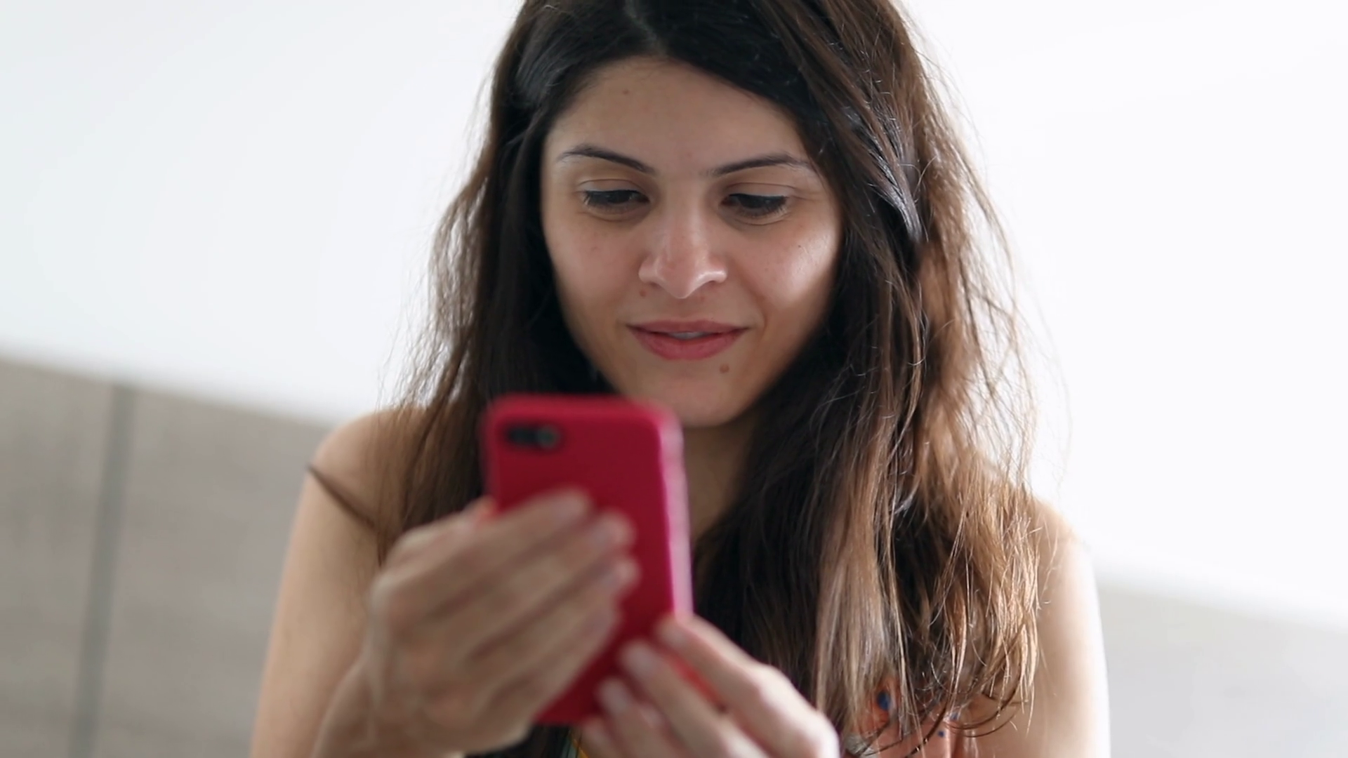 Woman Looking At Cellphone Screen Casual Stock Footage Sbv 348540276 Storyblocks