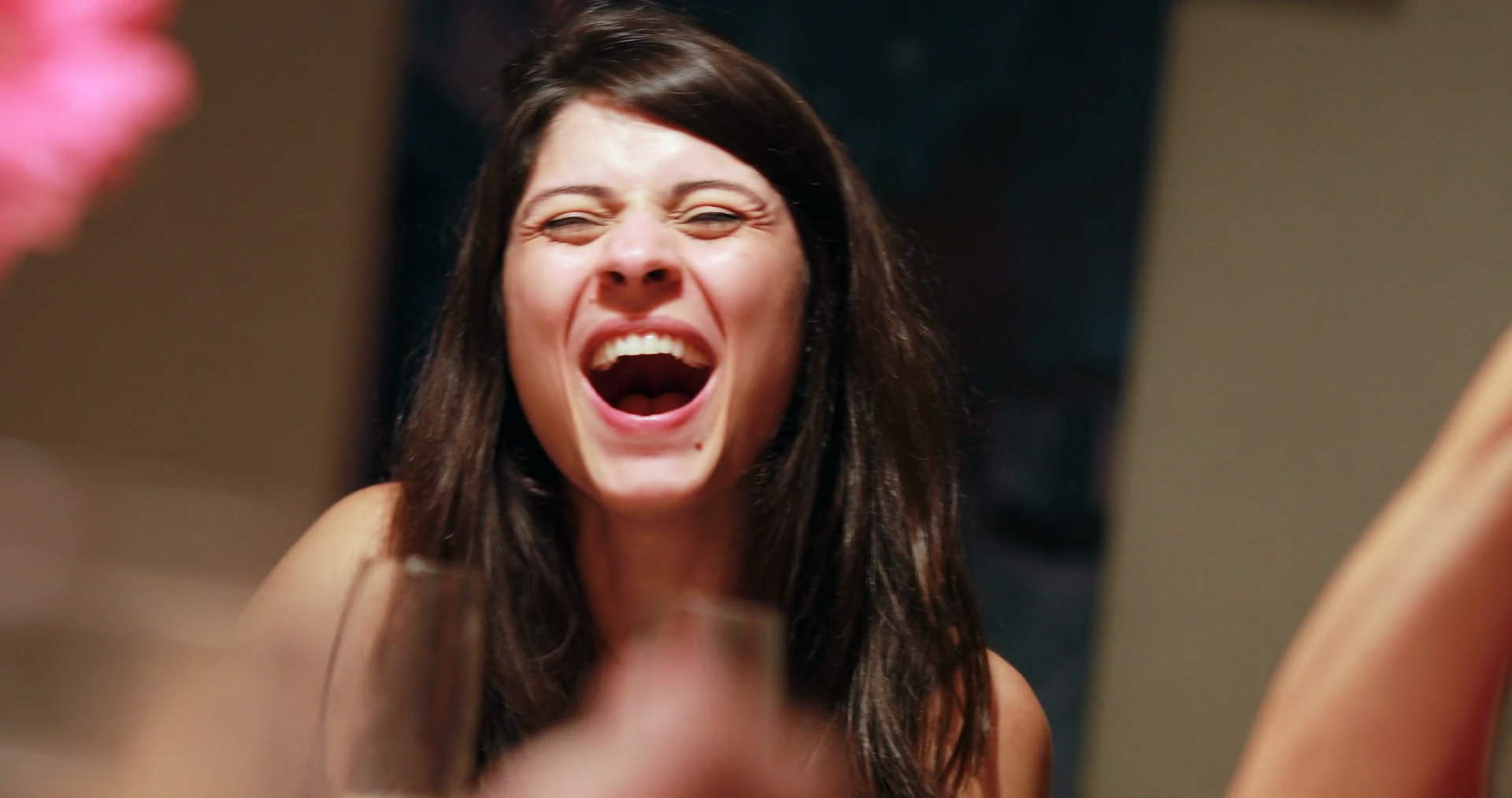 Genuine Laughter: Woman Sharing Authentic Stock Footage SBV-348426243 ...