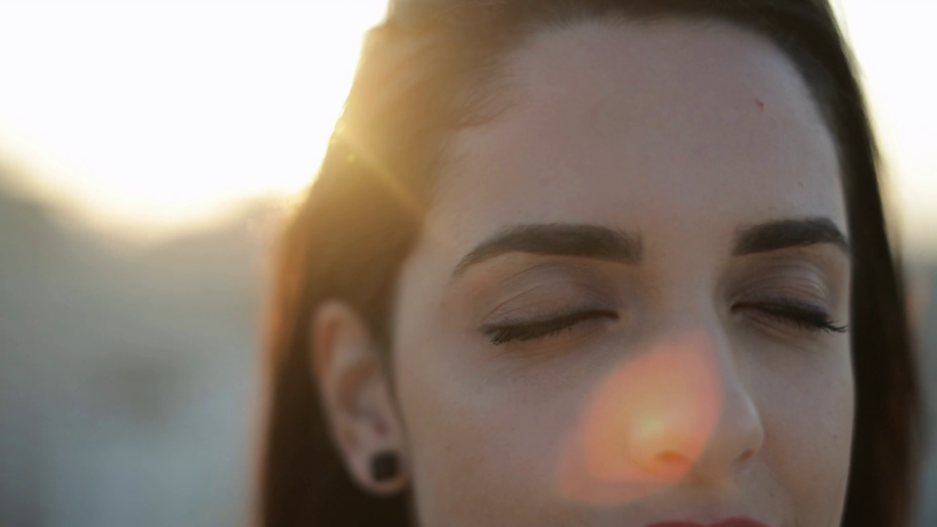 Woman Standing Opening Closing Eyes In Stock Footage SBV-348493983 ...