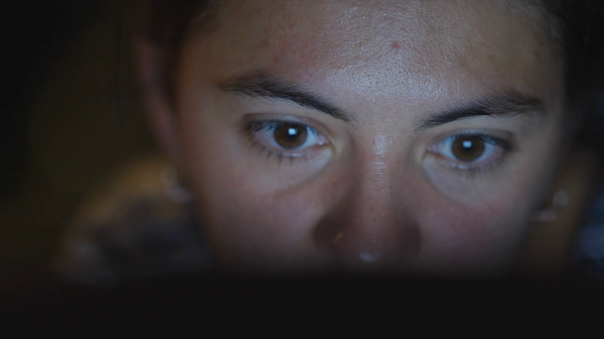 Woman Staring At Blue Screen Late At Night Stock Footage SBV-348705951 ...