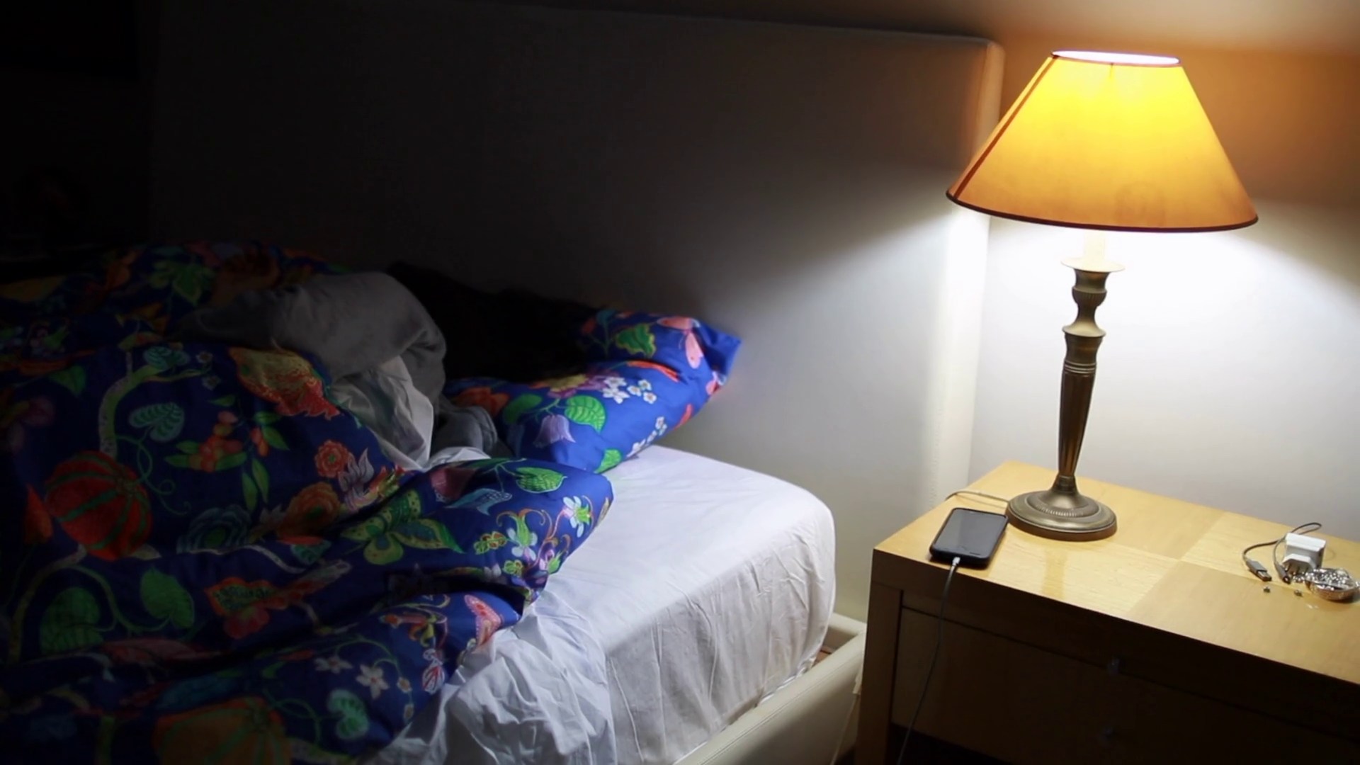 Woman Turns Off Night Stand Lamp Bedside Stock Footage SBV-348474671 ...