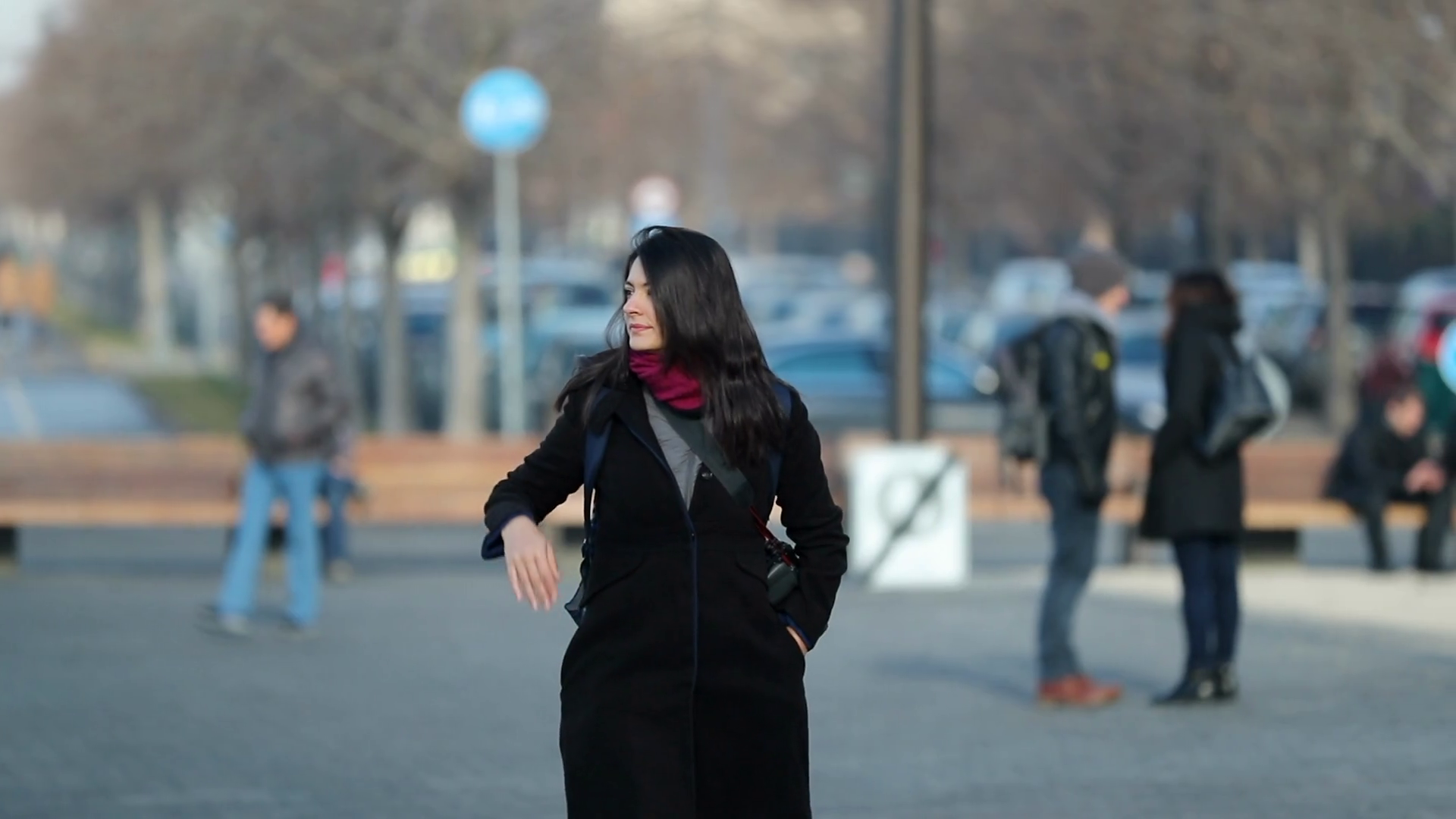 Woman Walking In Slow Motion During Winter Stock Footage SBV-348541654 ...