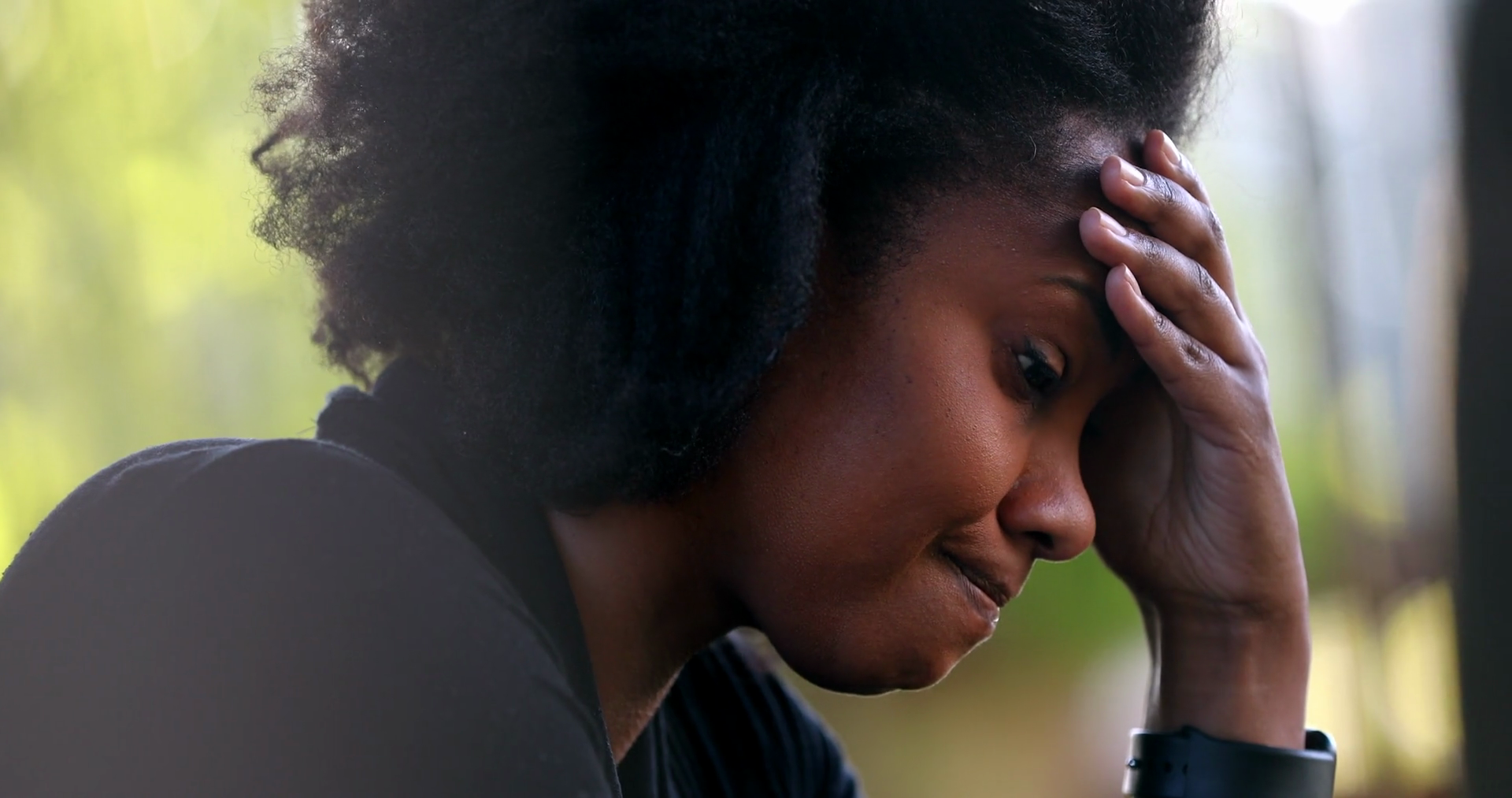 Worried Depressed African Woman Feeling Stock Footage SBV-348495423 ...
