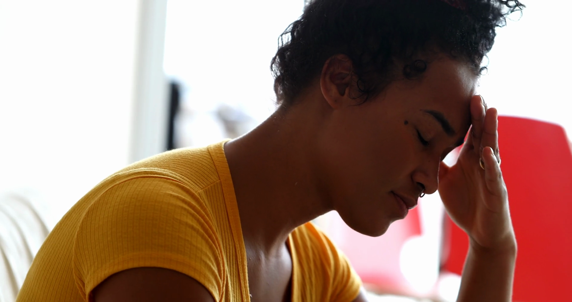 Worried Young Woman Feeling Anxiety Stock Footage SBV-348485479 ...