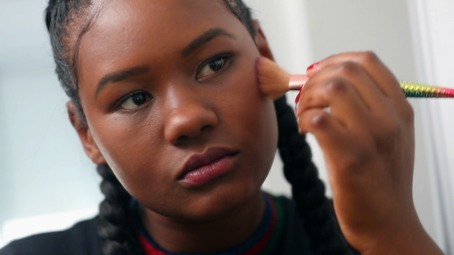 Young Black Woman Applying Make Up African Stock Footage SBV-348504502 ...