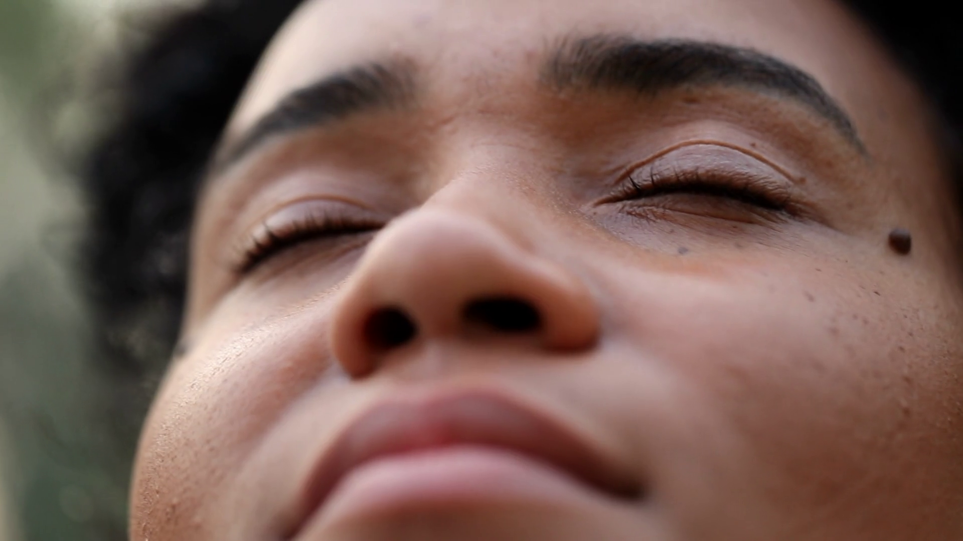 Young Woman Face Opening Eyes In Meditation Stock Footage SBV-348477169 ...