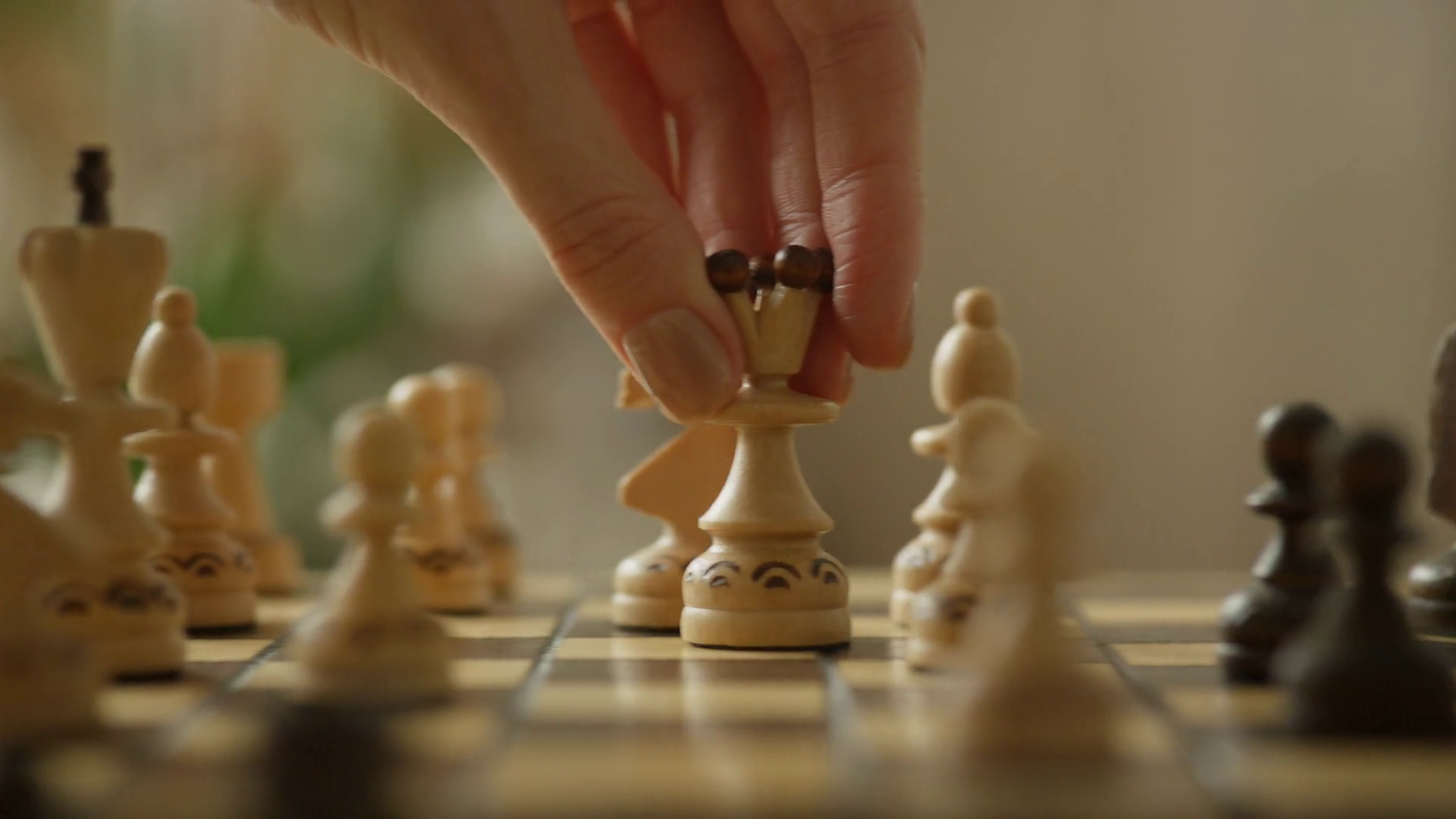 Close-up Of Hand Moving Queen On Chessboard Stock Footage SBV-349353524 ...