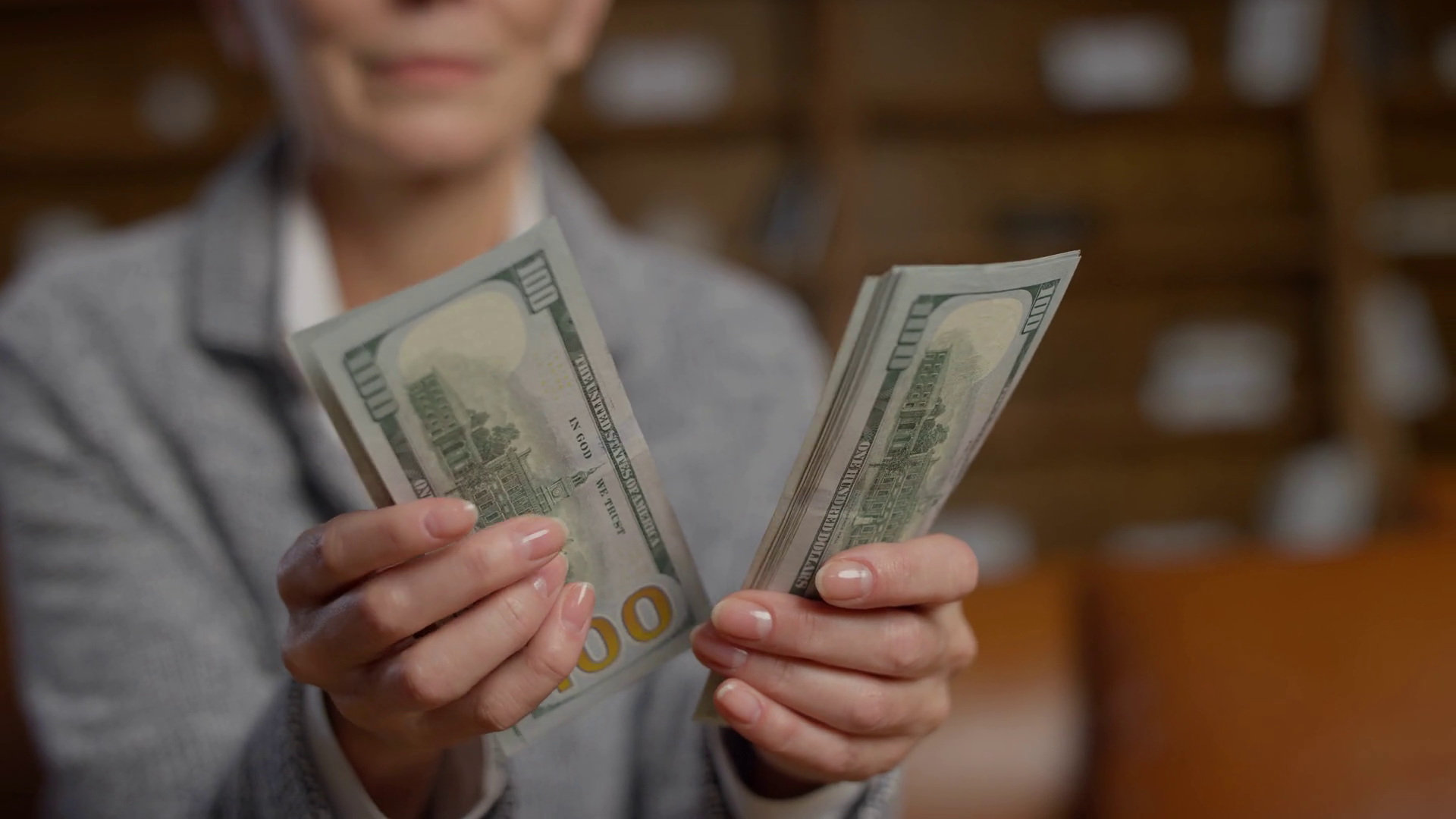 Close-up Of Senior Woman Counting Cash Money Stock Footage SBV ...