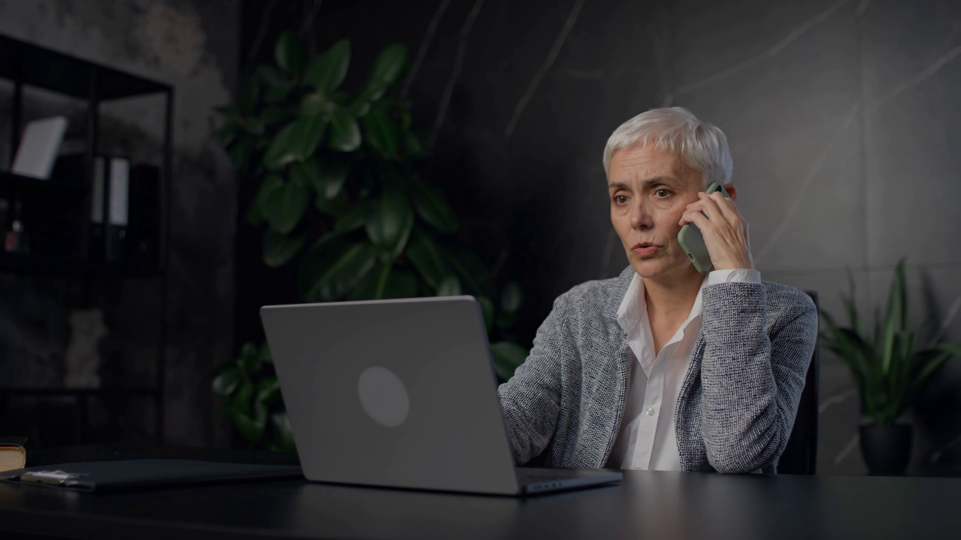 Concerned Senior Businesswoman On Phone Call Stock Footage SBV ...