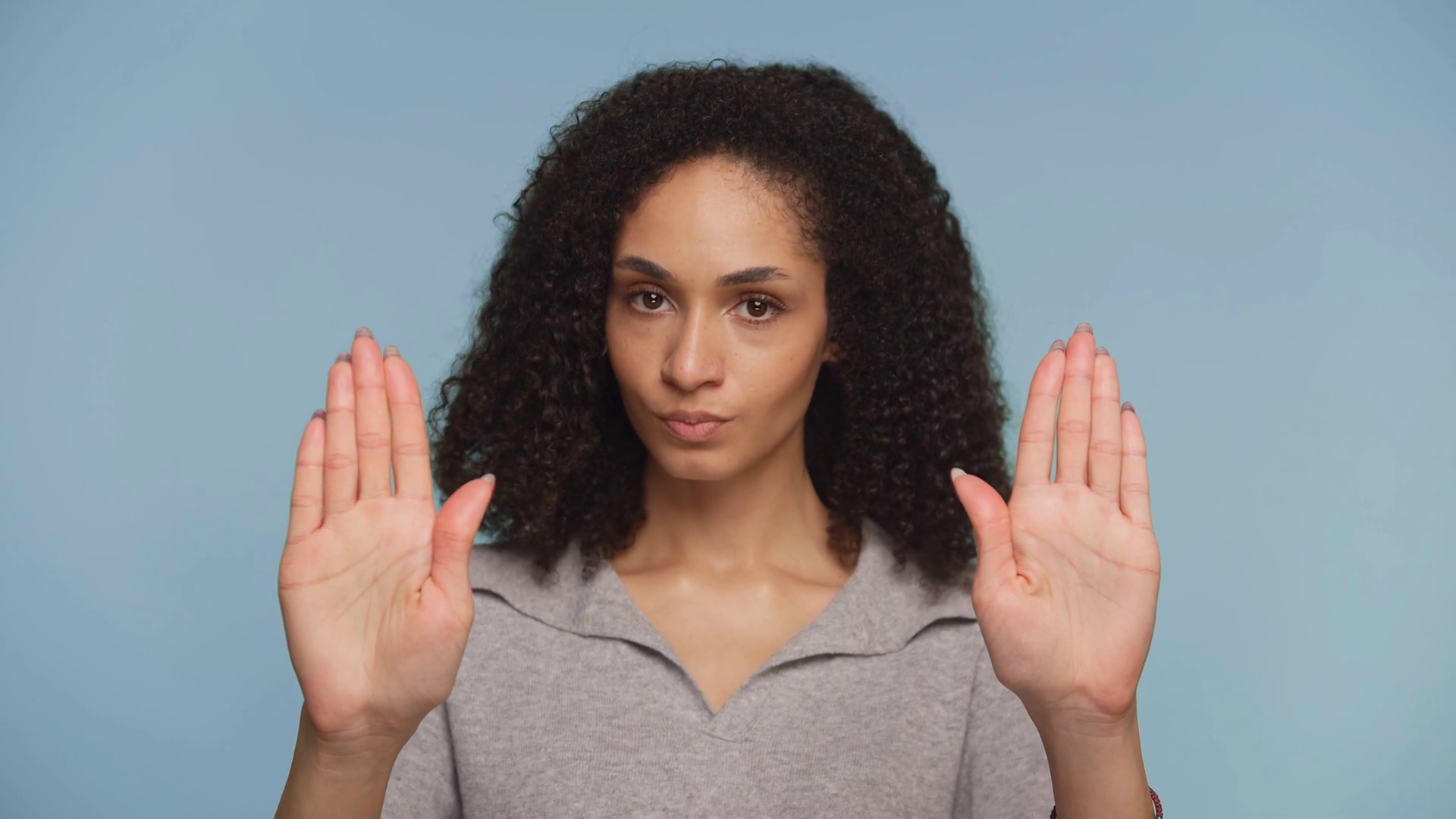 Serious Woman Making Stop Gesture With Hands Stock Footage SBV ...