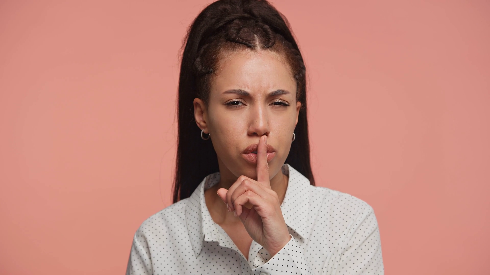Serious Woman Making Quiet Shhh Gesture On Stock Footage SBV-352059191 ...