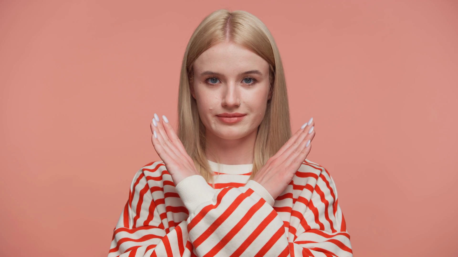 Young Woman Making Crossed Arms Stop Gesture Stock Footage SBV ...