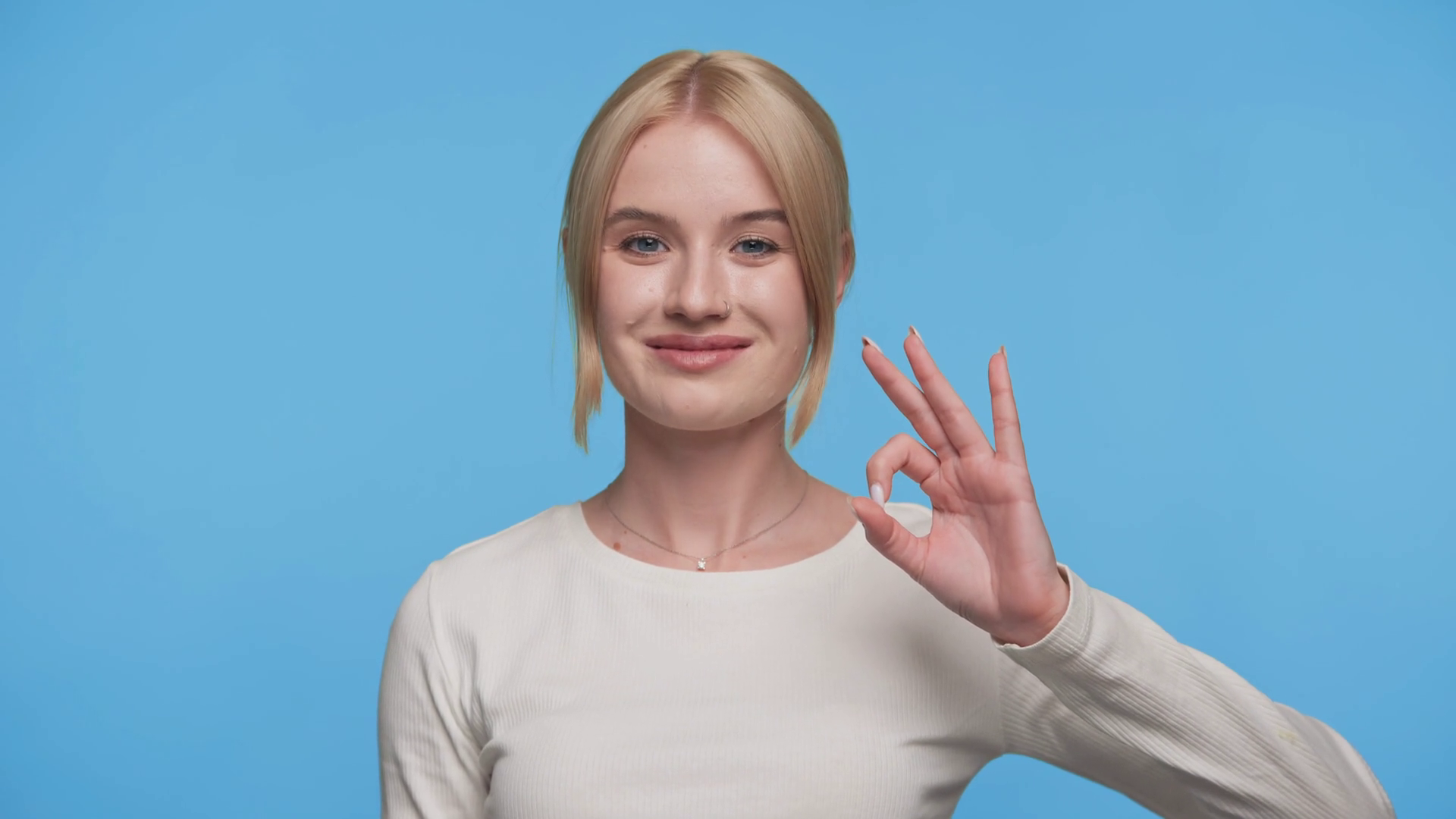 Smiling Woman Making Okay Hand Gesture Stock Footage SBV-352190842 ...