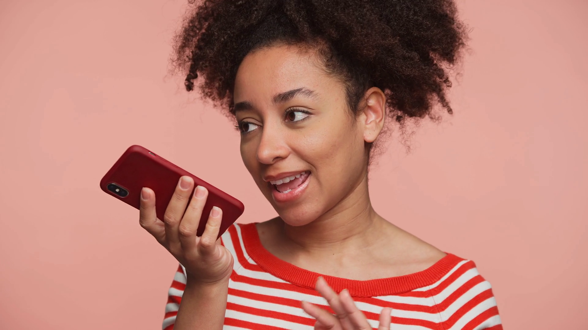 Smiling Woman Recording Voice Message On Stock Footage SBV-352783114 ...