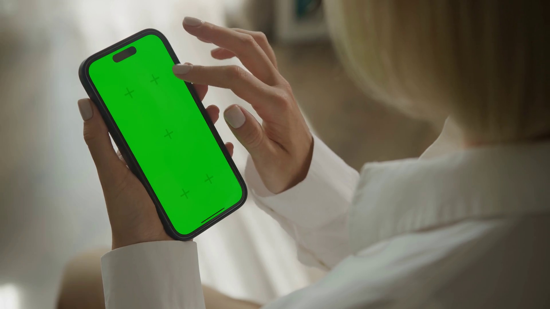 Over Shoulder View Of Woman Scrolling Top To Stock Footage SBV ...