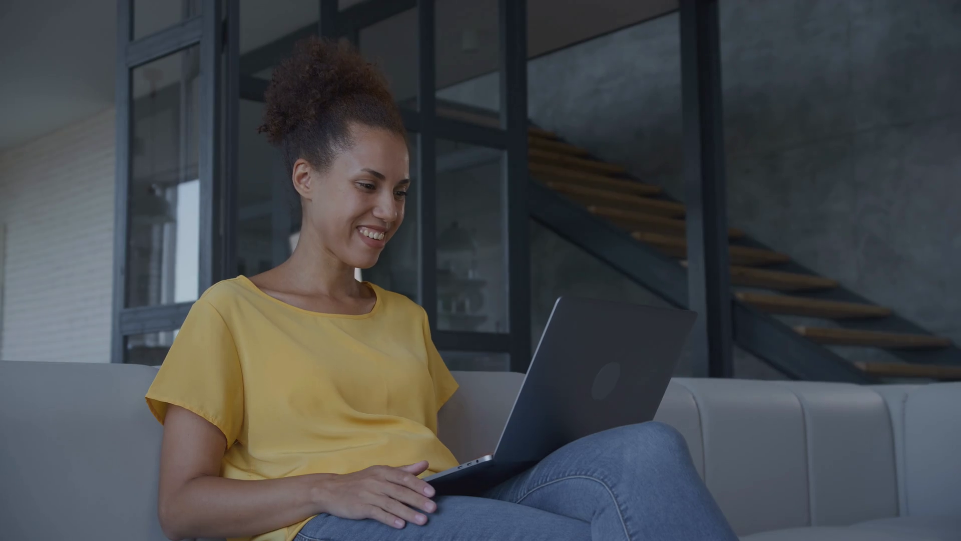 Female Talking On Video Call Using Laptop Stock Footage SBV-347770676 ...