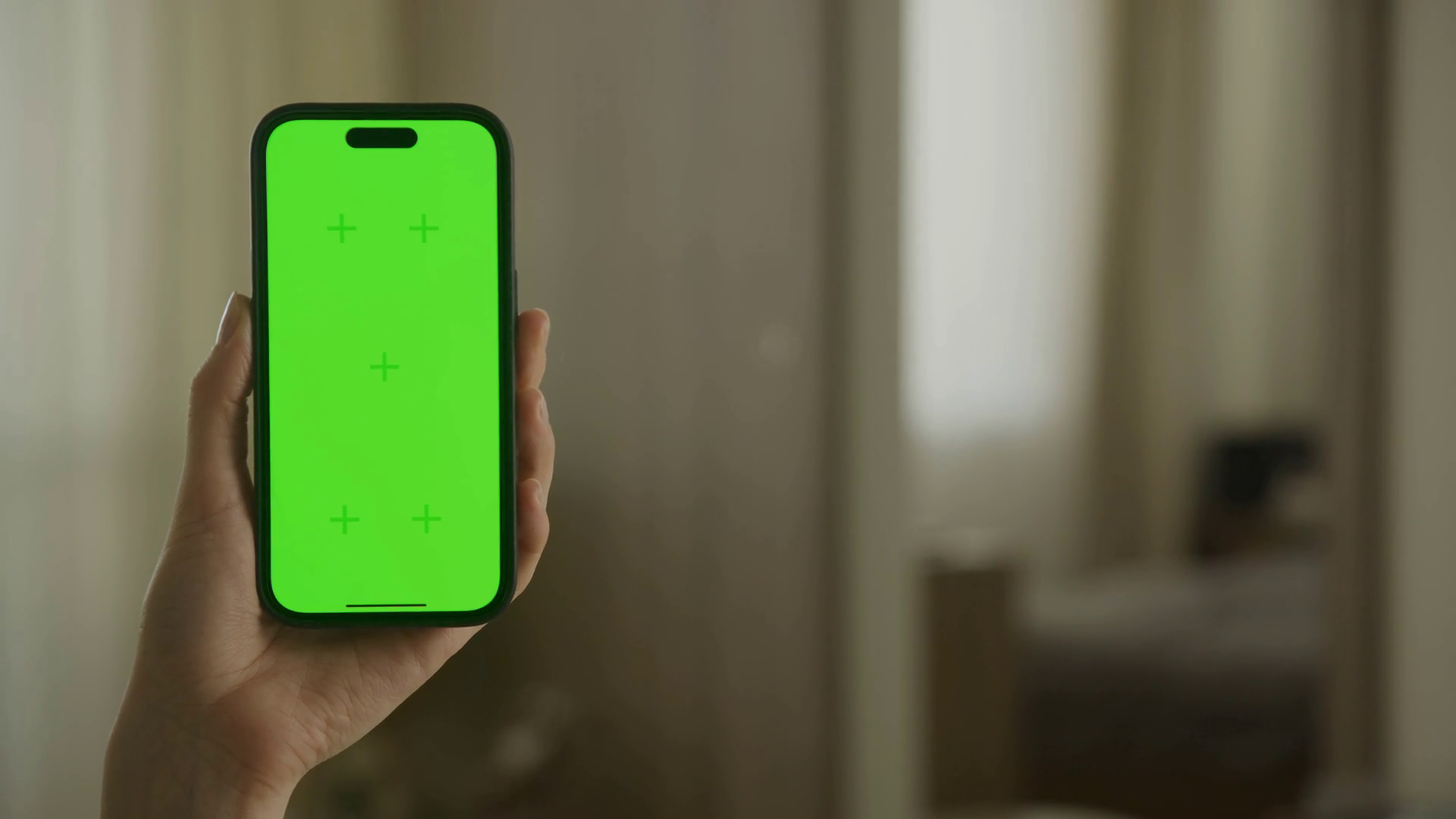 Woman's Hand Holding Green Screen Smartphone Stock Footage SBV ...