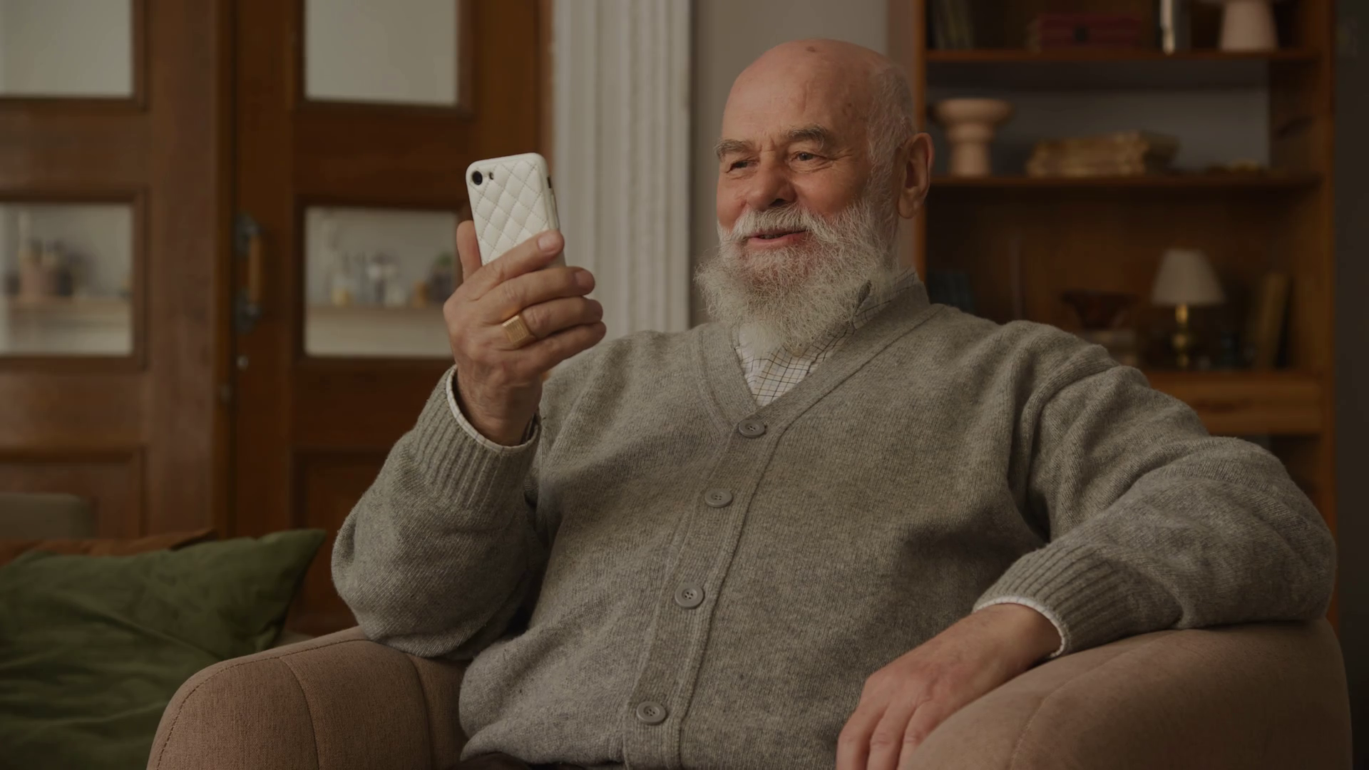 Grandpa Talking To Family On Video Call Stock Footage SBV-348390739 ...