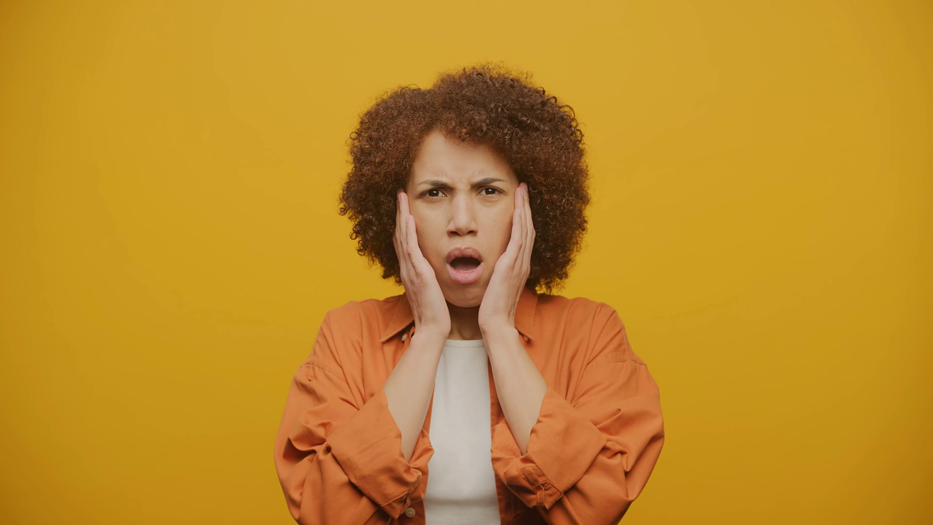 Woman In Shock On Yellow Background Stock Footage SBV-347630774 ...