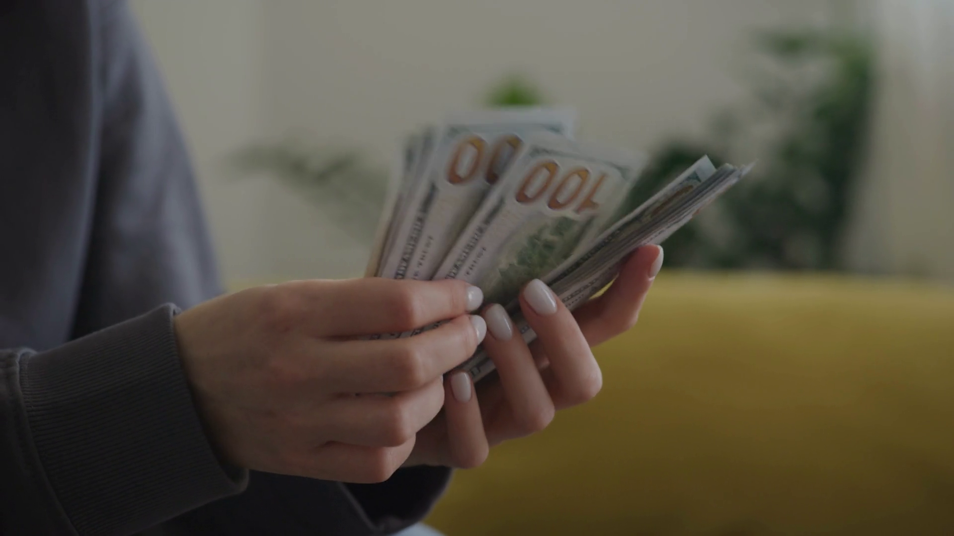 Counting Money In 100 Dollar Bill Close Up Stock Footage SBV-347664154 ...