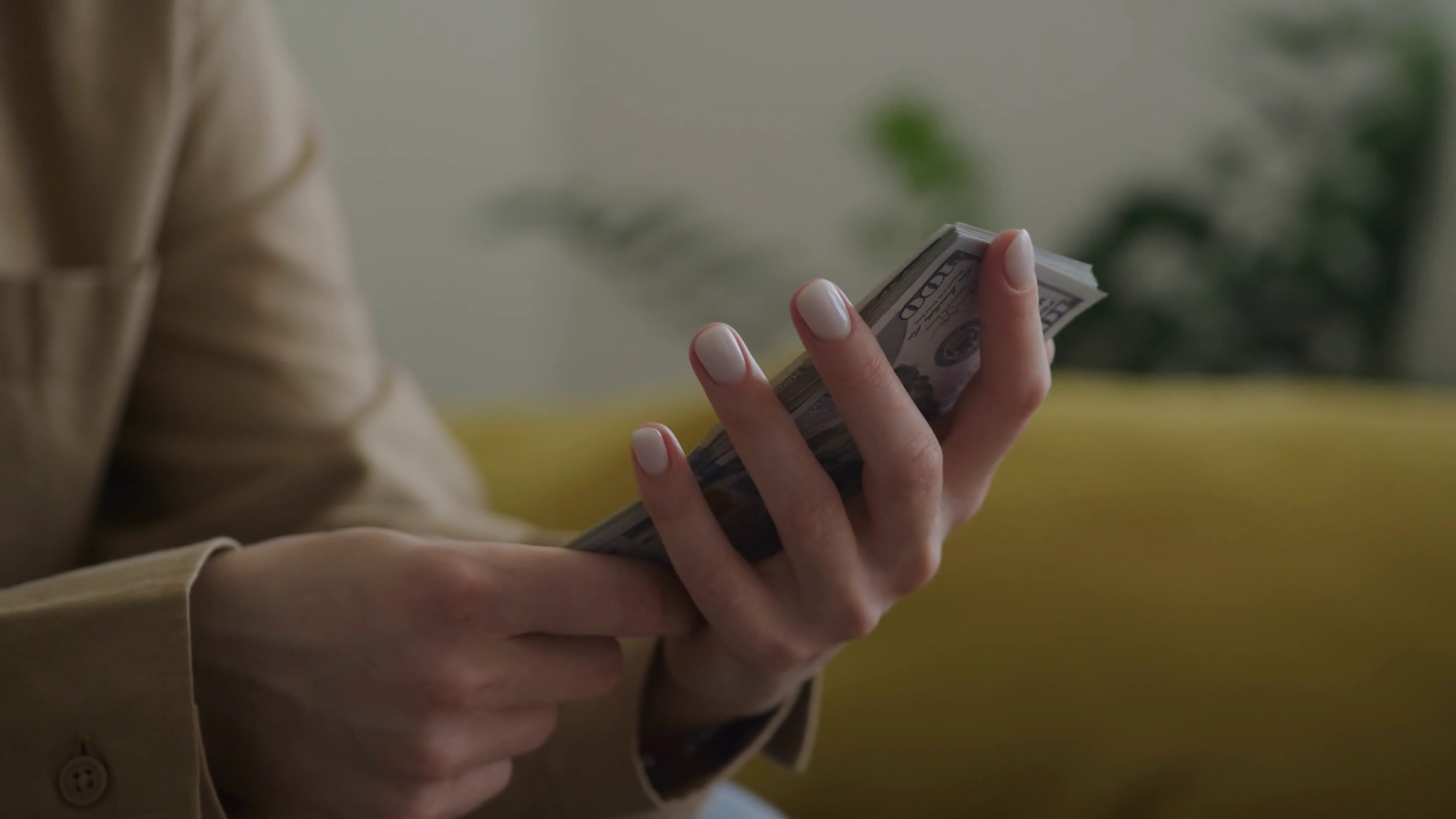 Orbiting Around Female Holding Money In 100 Stock Footage SBV-348577431 ...