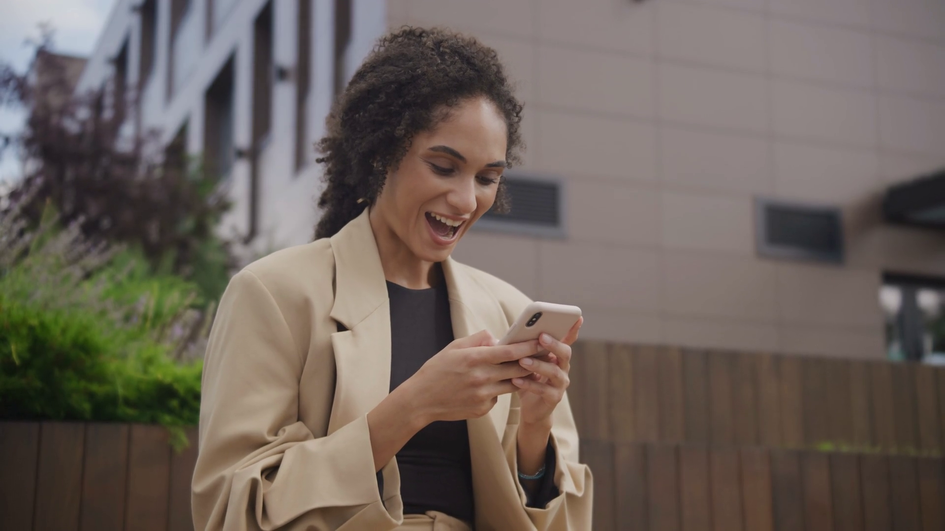 Positive Lady Texting On Smartphone Outdoors Stock Footage SBV ...