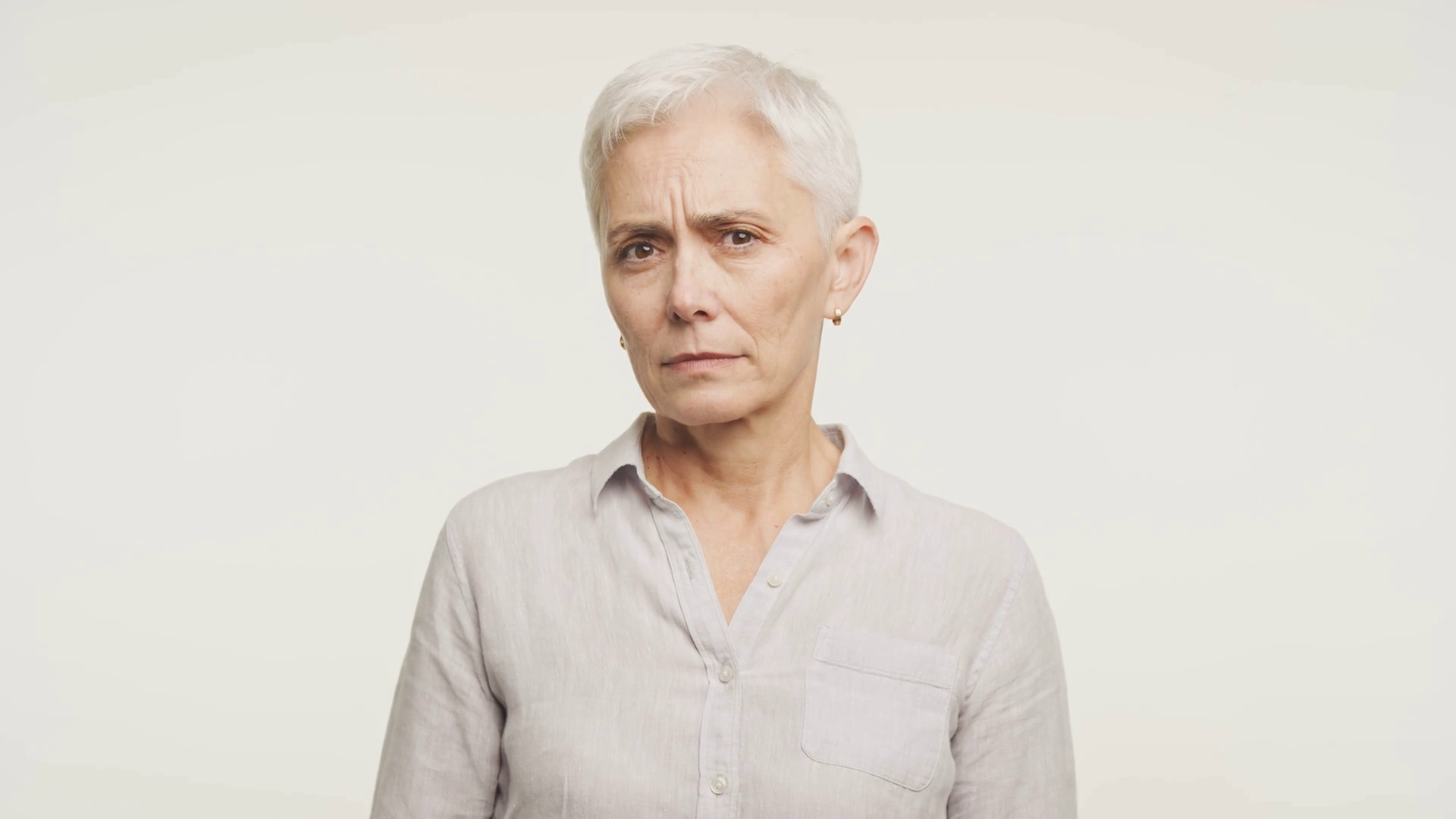 Concerned Senior Woman Portrait On White Stock Footage SBV-348764814 ...