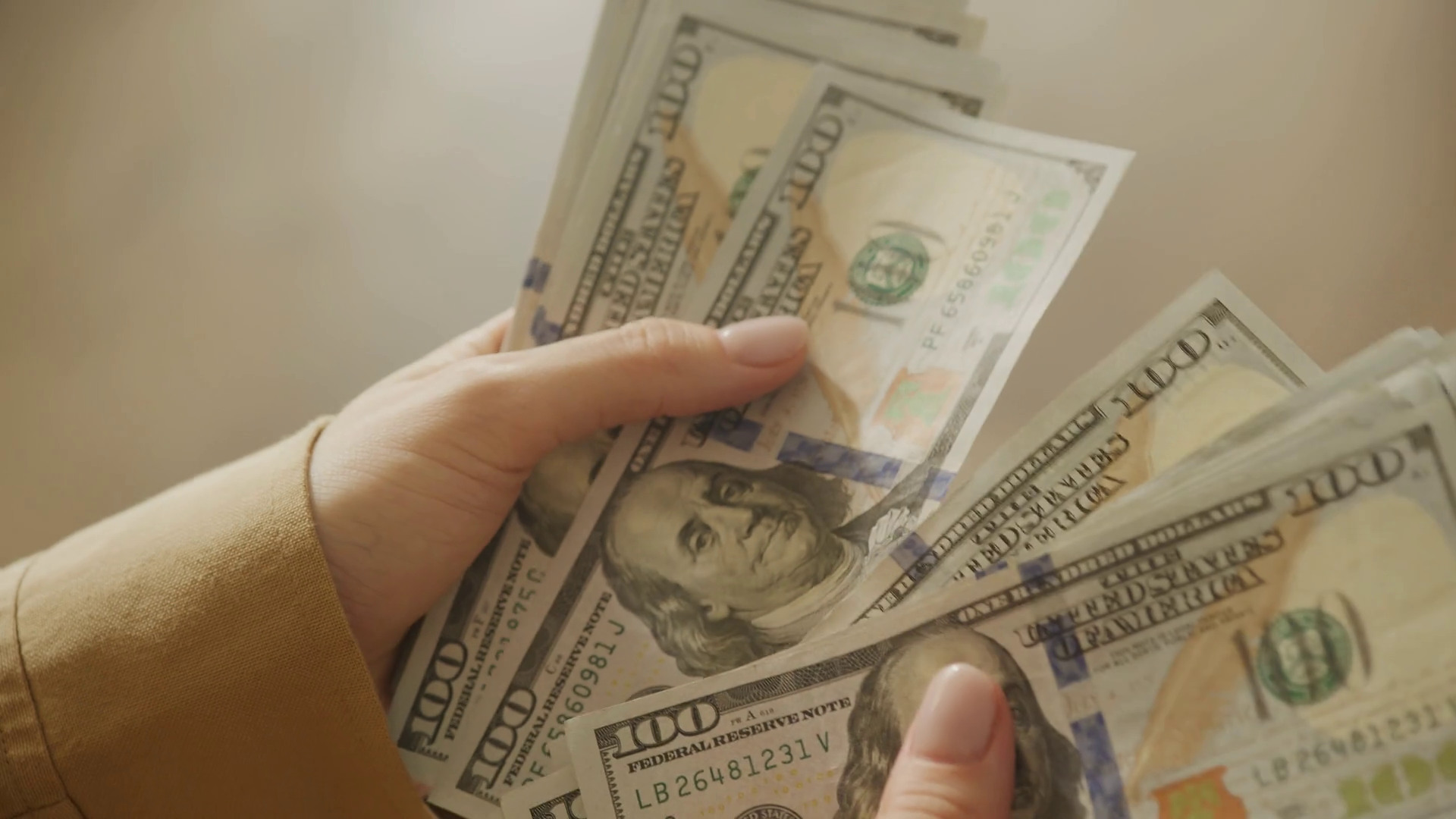 Dollar Cash Money Counting In Hands Close Up Stock Footage SBV ...