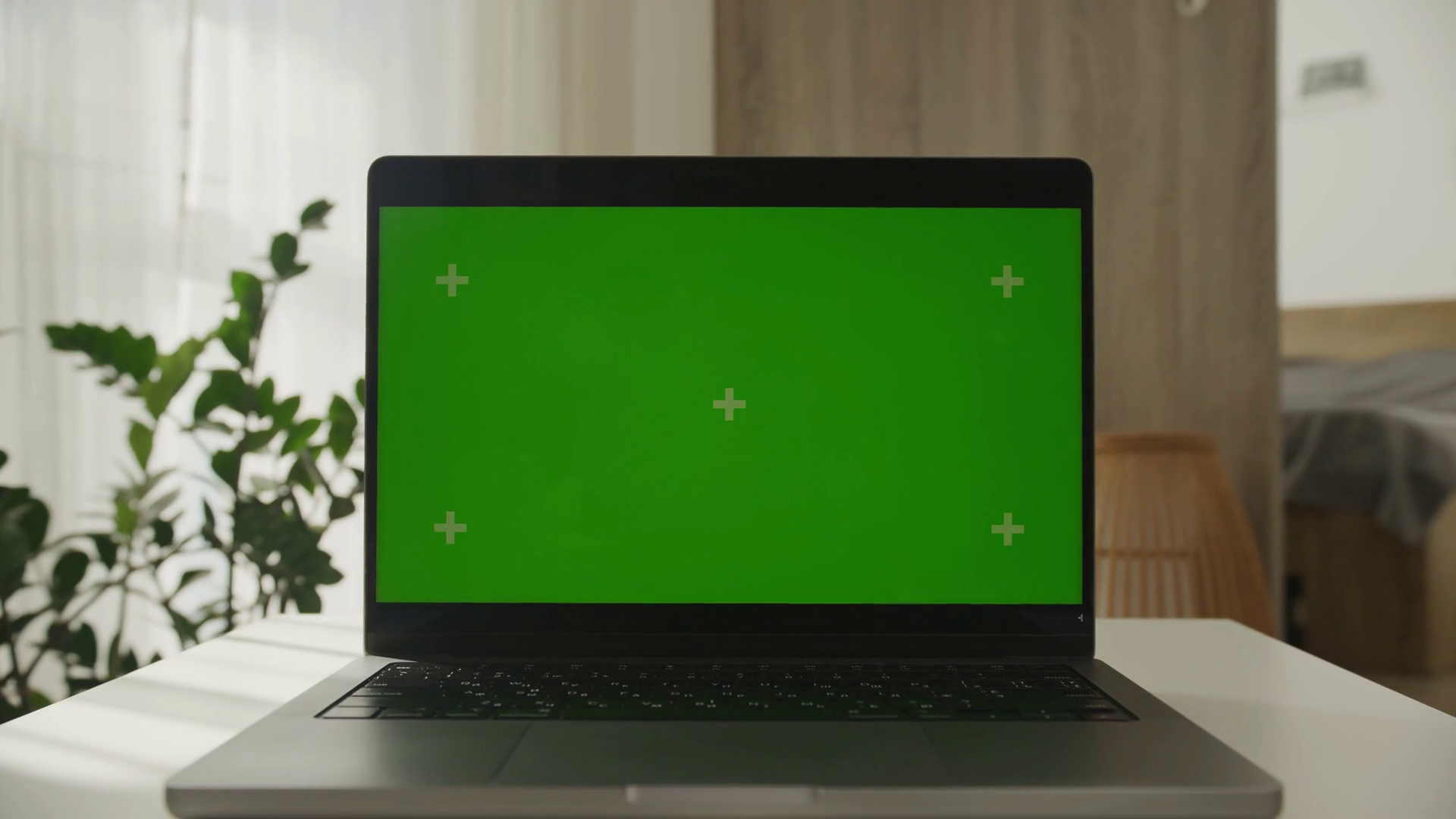 Dolly Zoom Laptop With Green Screen In Home Stock Footage SBV-348929843 ...
