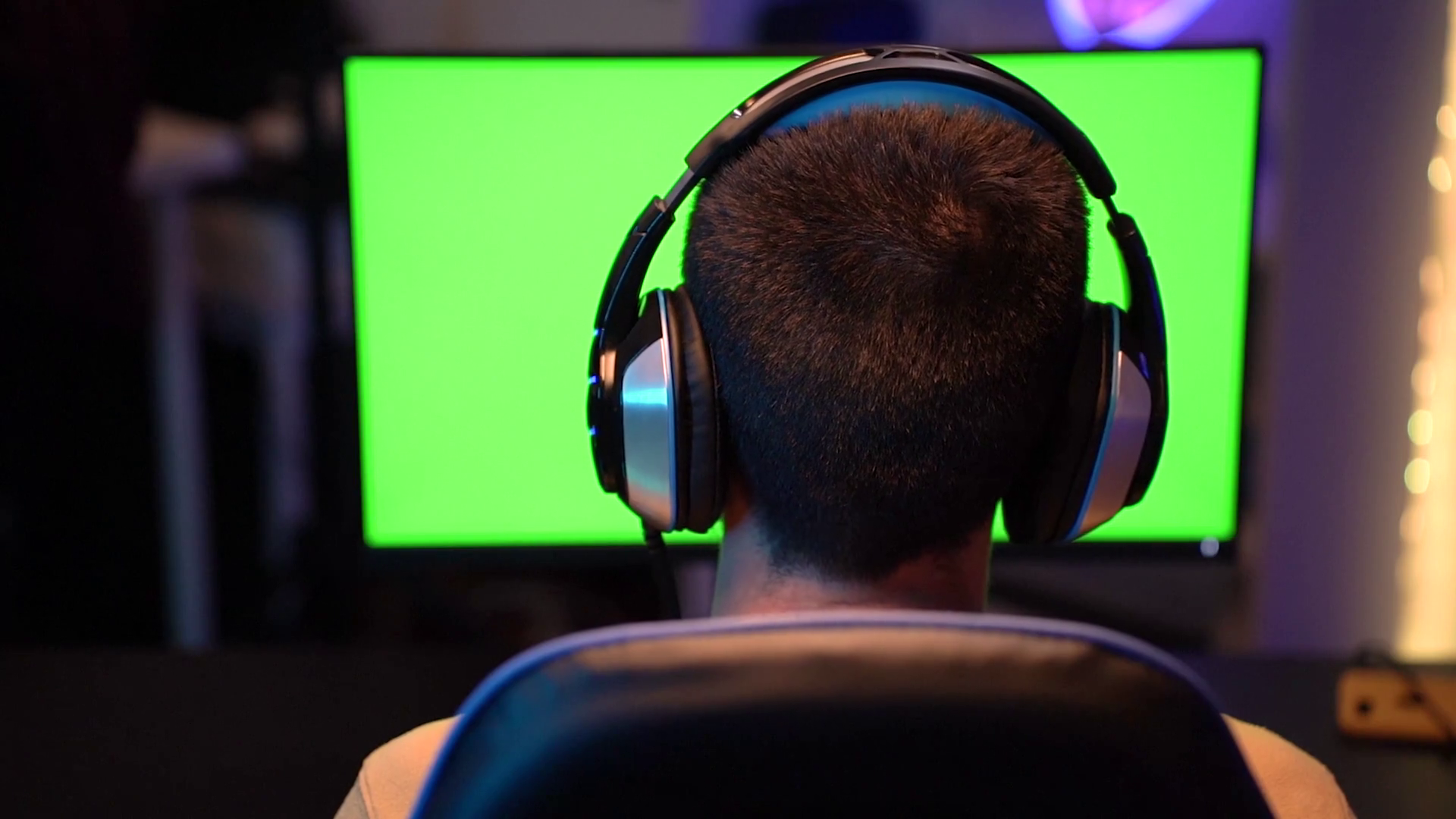 Pro Gamer Streaming Video Games With Green Stock Footage SBV-347684546 ...