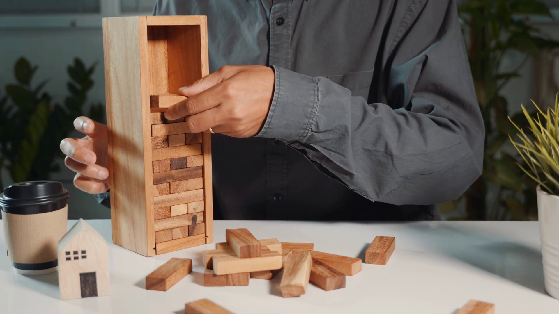 Business Trying To Building Tower Challenge Stock Footage SBV-347488599 ...