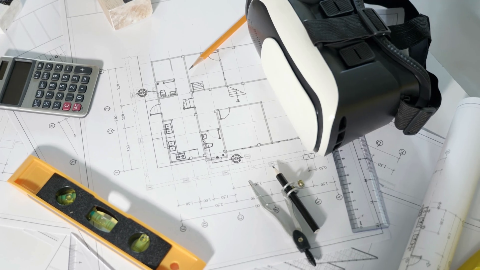 Architectural Blueprint Paper Project Plans Stock Footage SBV-347738564 ...