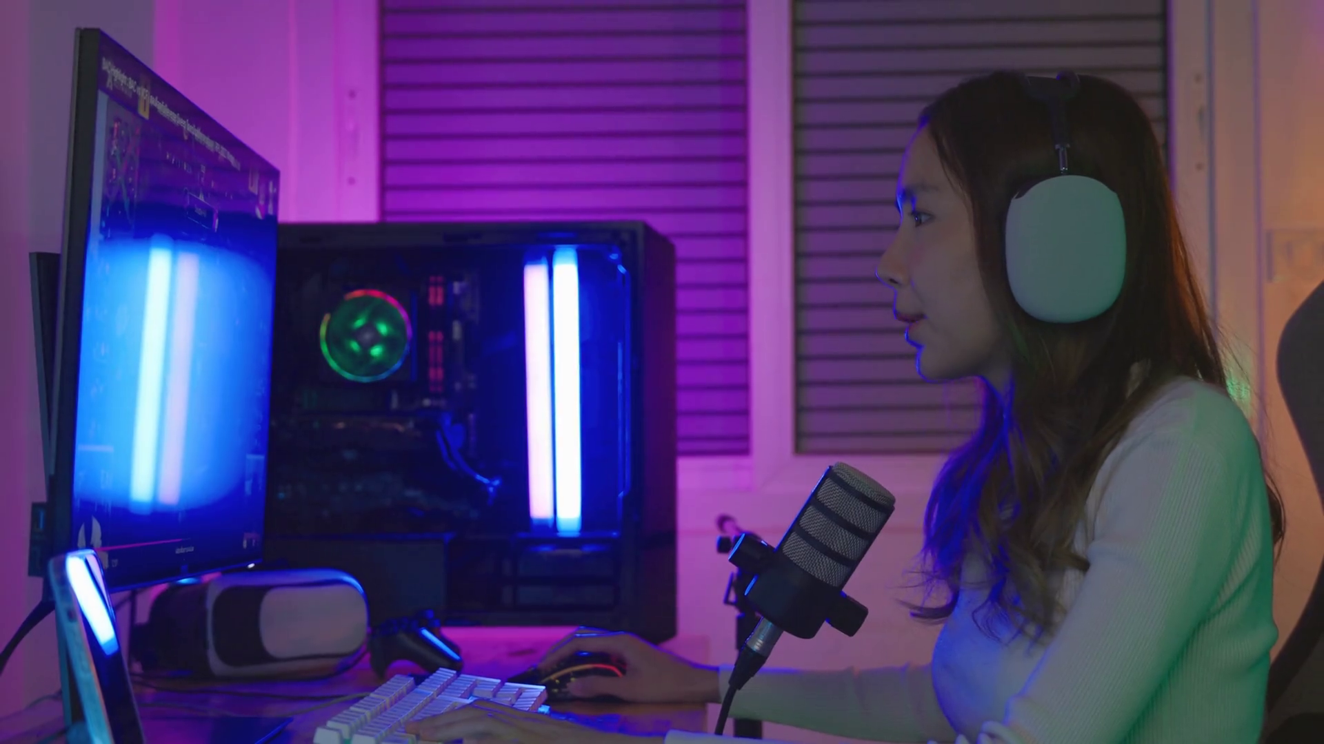 Happy Asian Streamer Female Talking With Stock Footage SBV-348637951 ...