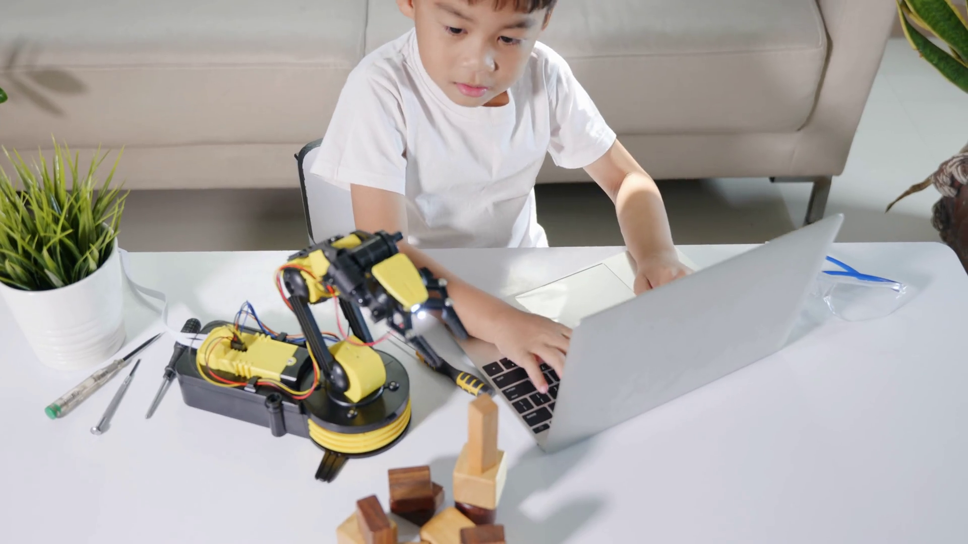 Asian Little Kid Boy Using Laptop Computer Stock Footage SBV-347013127 ...