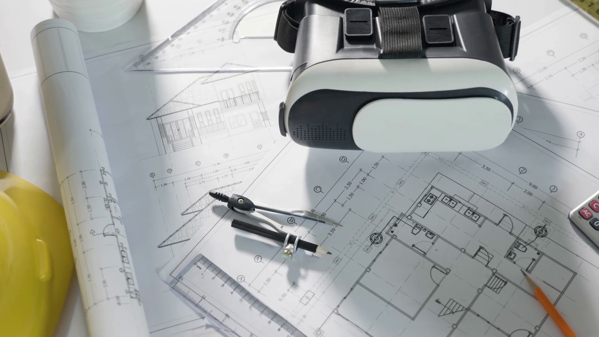Architect Workplace Top View Architectural Stock Footage SBV-347060832 ...