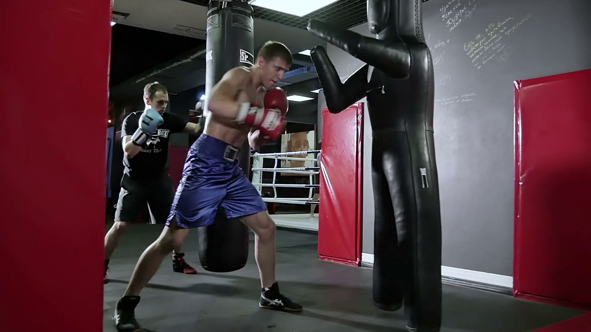 Slow Motion Training Boxers At Boxing Bag Stock Footage SBV-312994997 ...