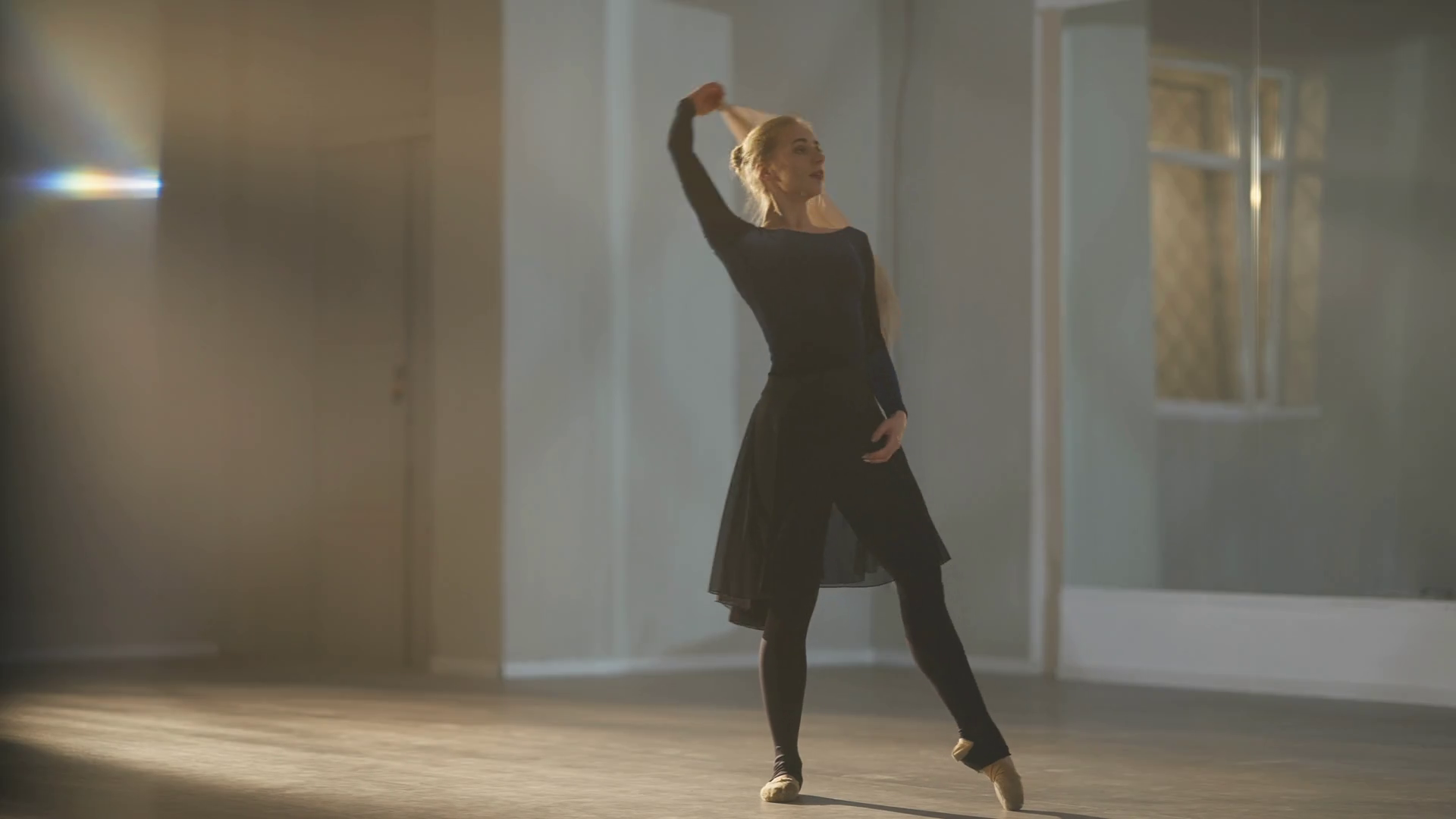 Flexible slim talented ballet dancer bending back in slow motion and ...