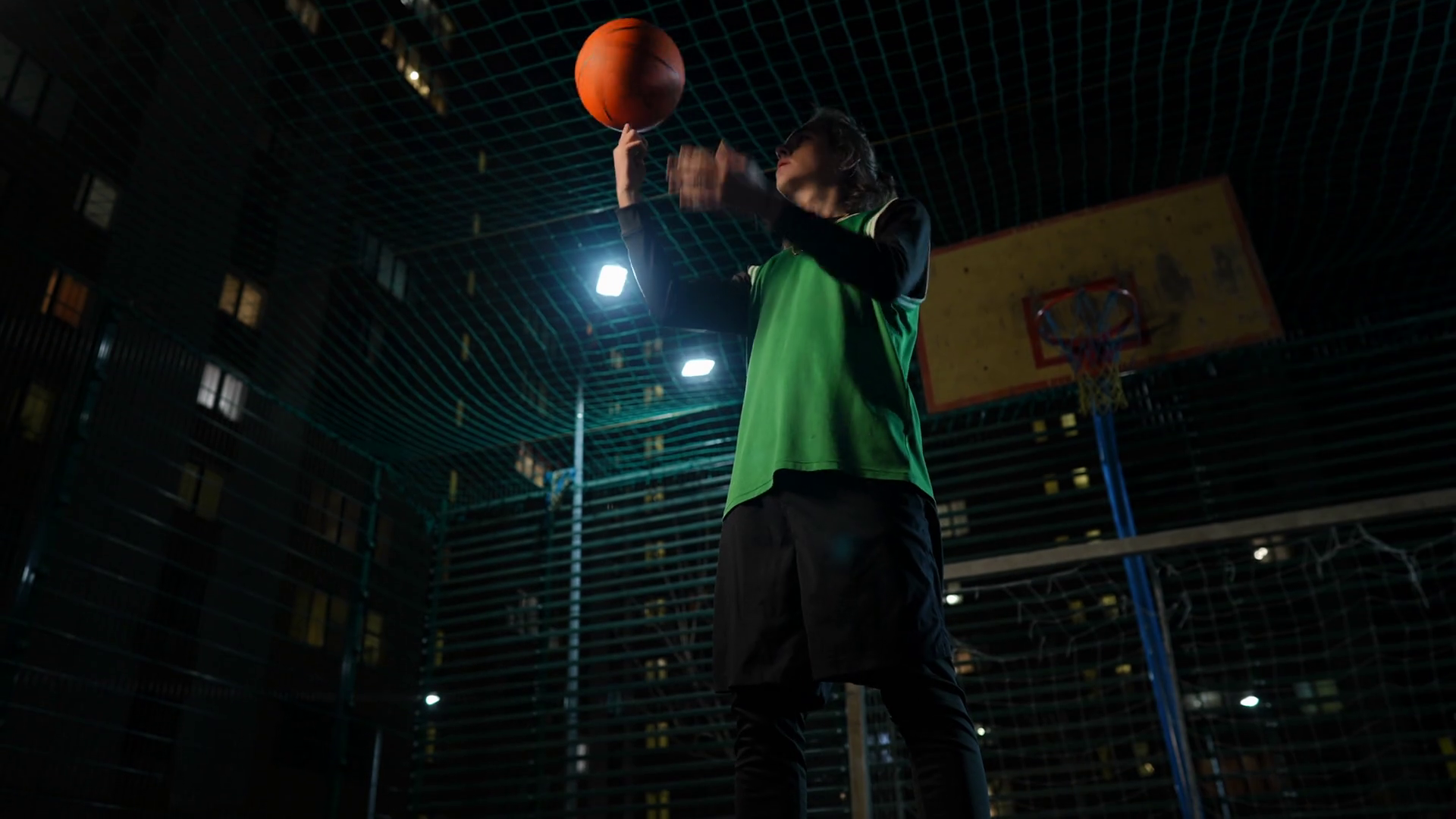 Bottom View Fit Man Spinning Ball On Finger Stock Footage SBV-348461592 ...