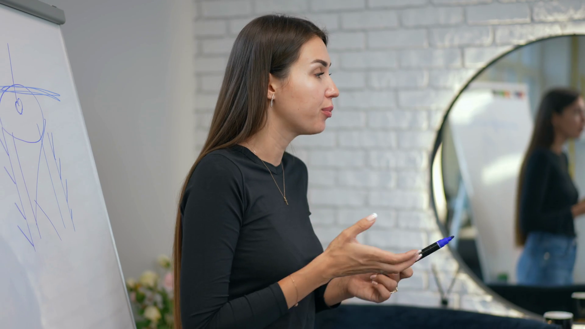 In Hairdressing Salon Female Lecturer Talks Stock Footage SBV-348760835 ...