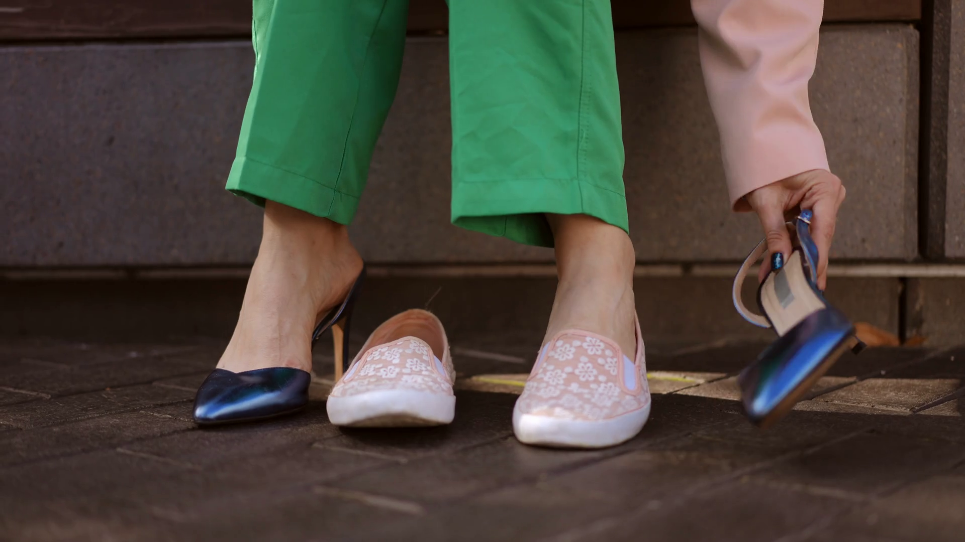 A Woman Changes Shoes Business Meeting Stock Footage SBV-348743601 ...